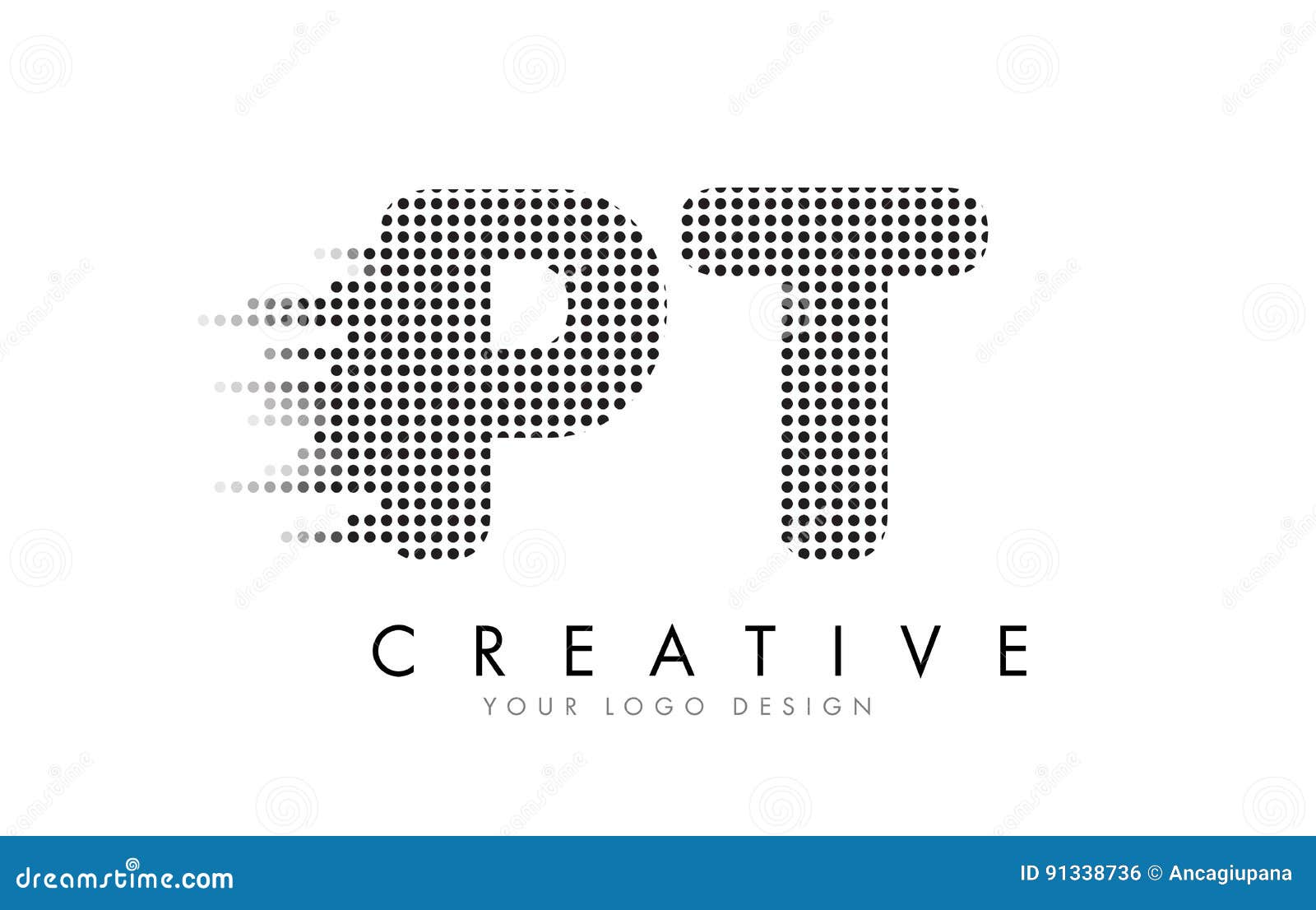PT P T Letter Logo with Black Dots and Trails. Stock Vector ...