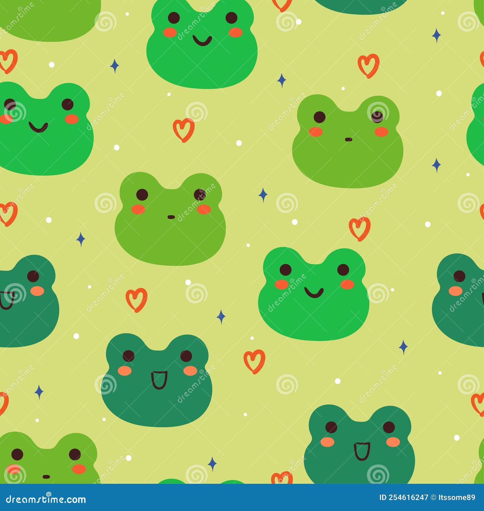 Seamless Pattern Cartoon Frog. Cute Wallpaper for Kids, Gift Wrap Paper ...