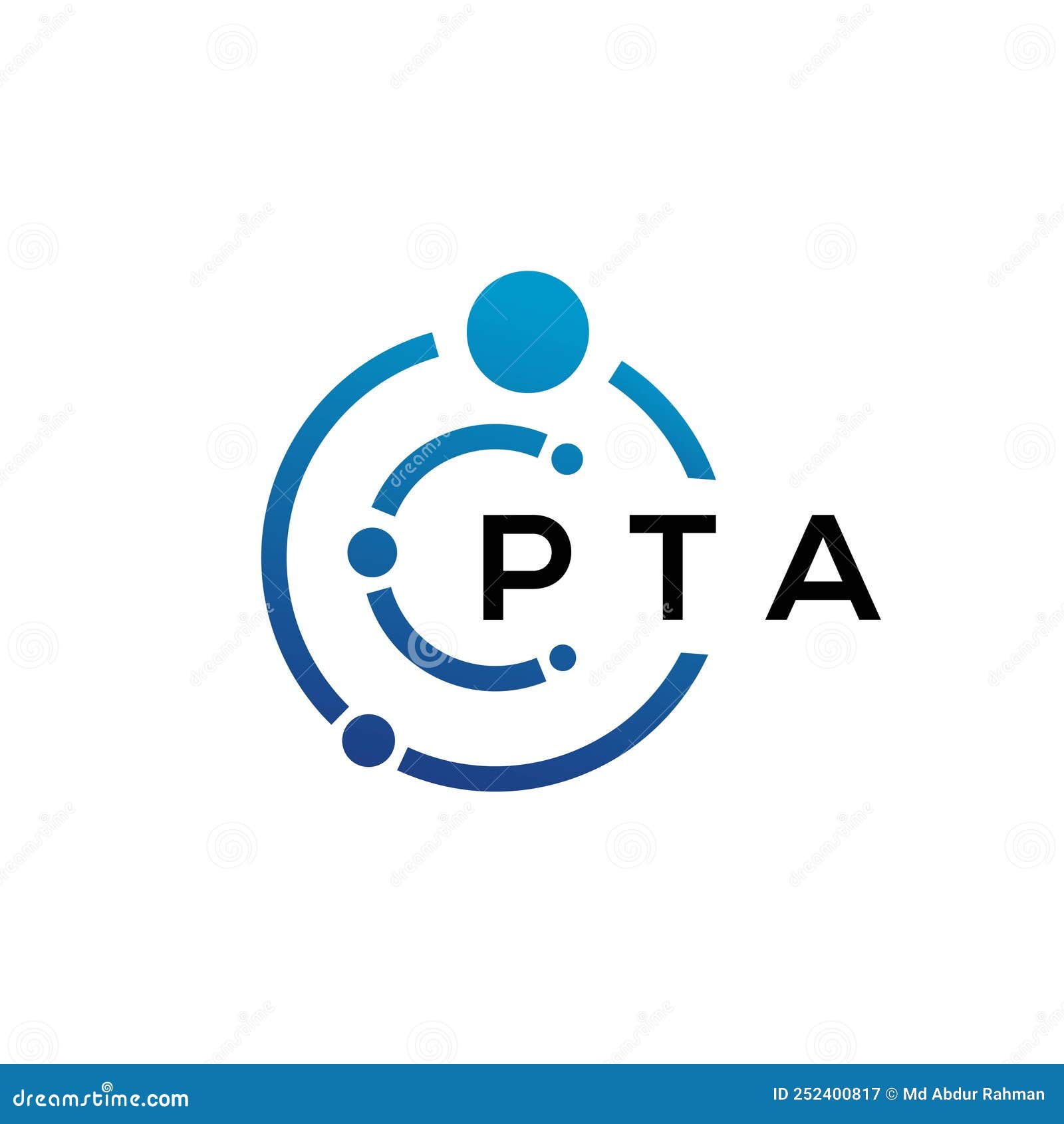 PTA Letter Technology Logo Design on White Background. PTA Creative ...