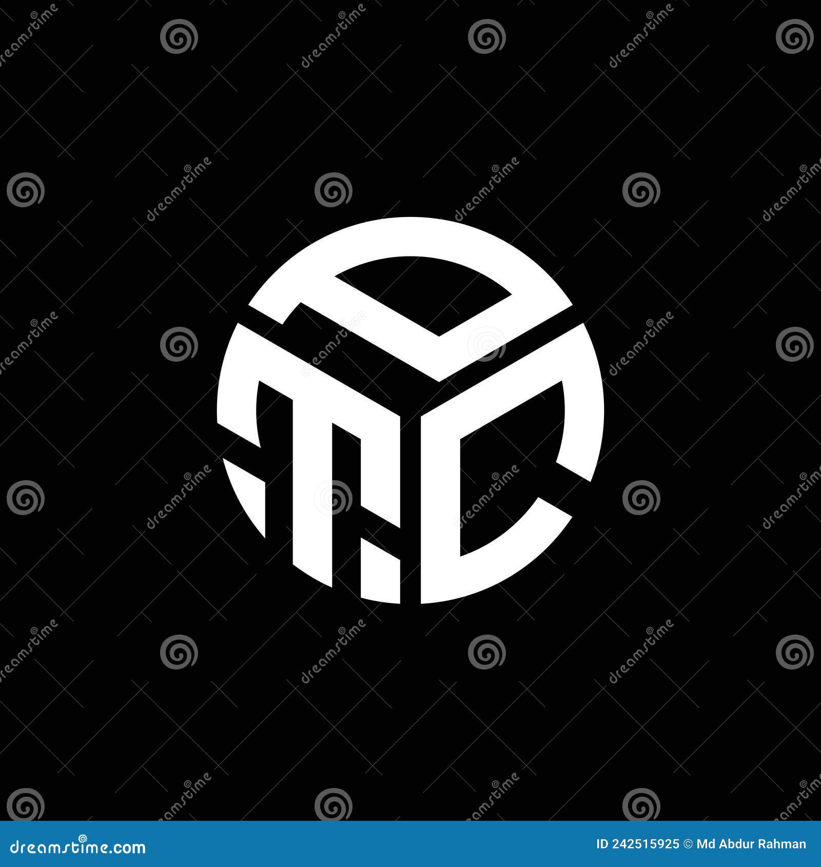 PTC Letter Logo Design on Black Background. PTC Creative Initials ...