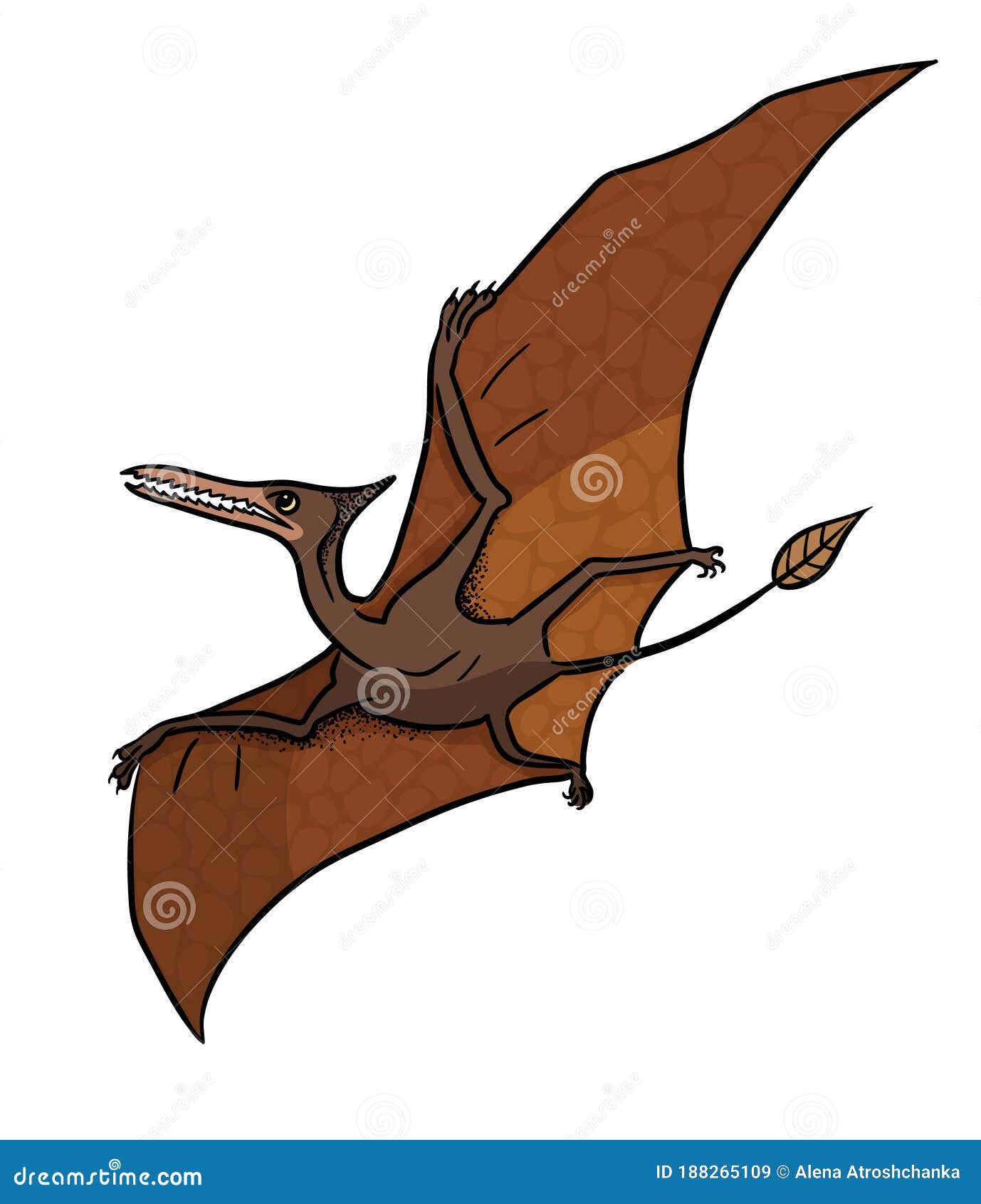 Pteranodon Pterosaur Dinosaur Vector Illustration in Cartoon Style ...