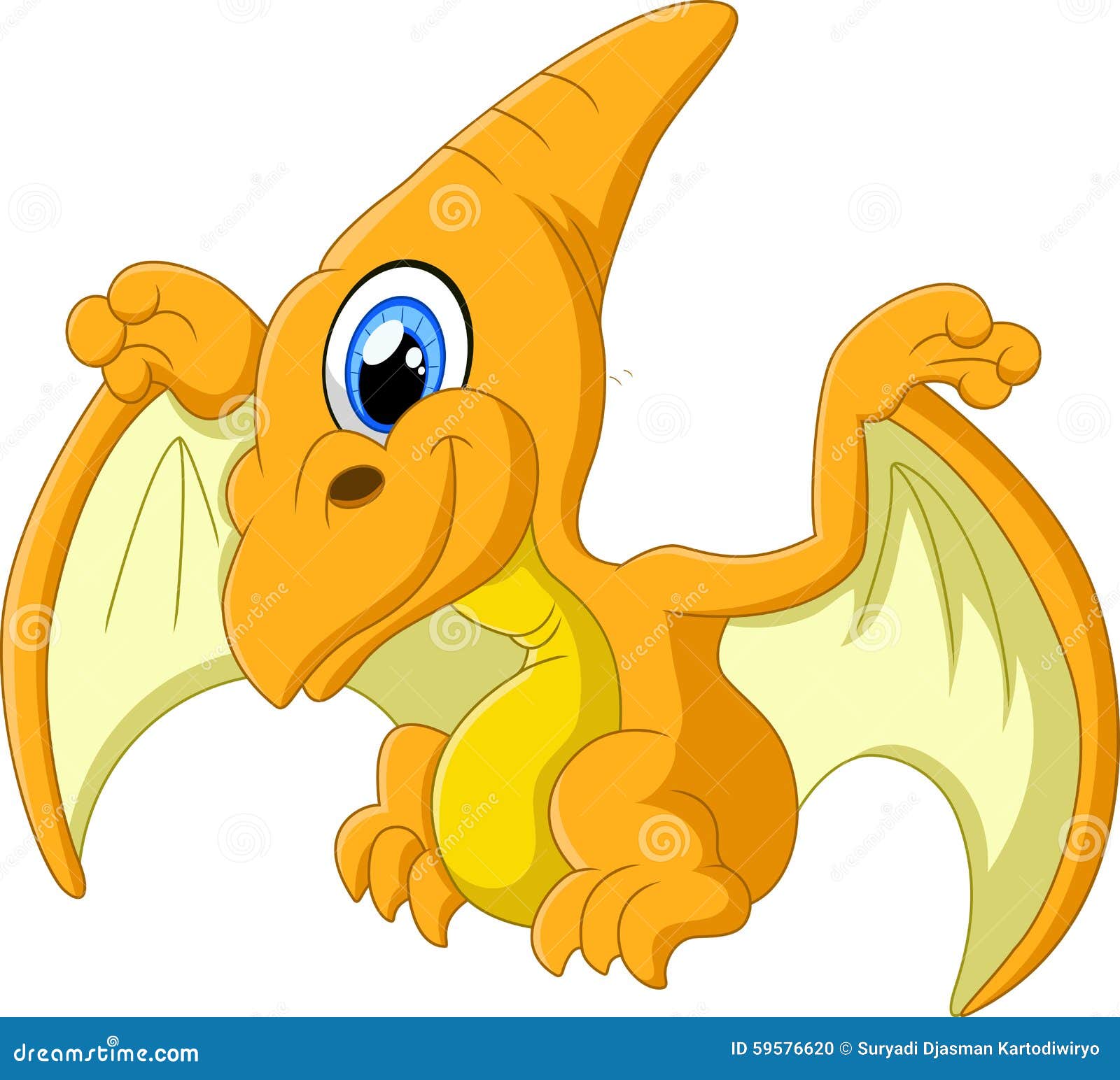 Pterodactyl Cartoon Illustration Stock Vector - Illustration of cute ...