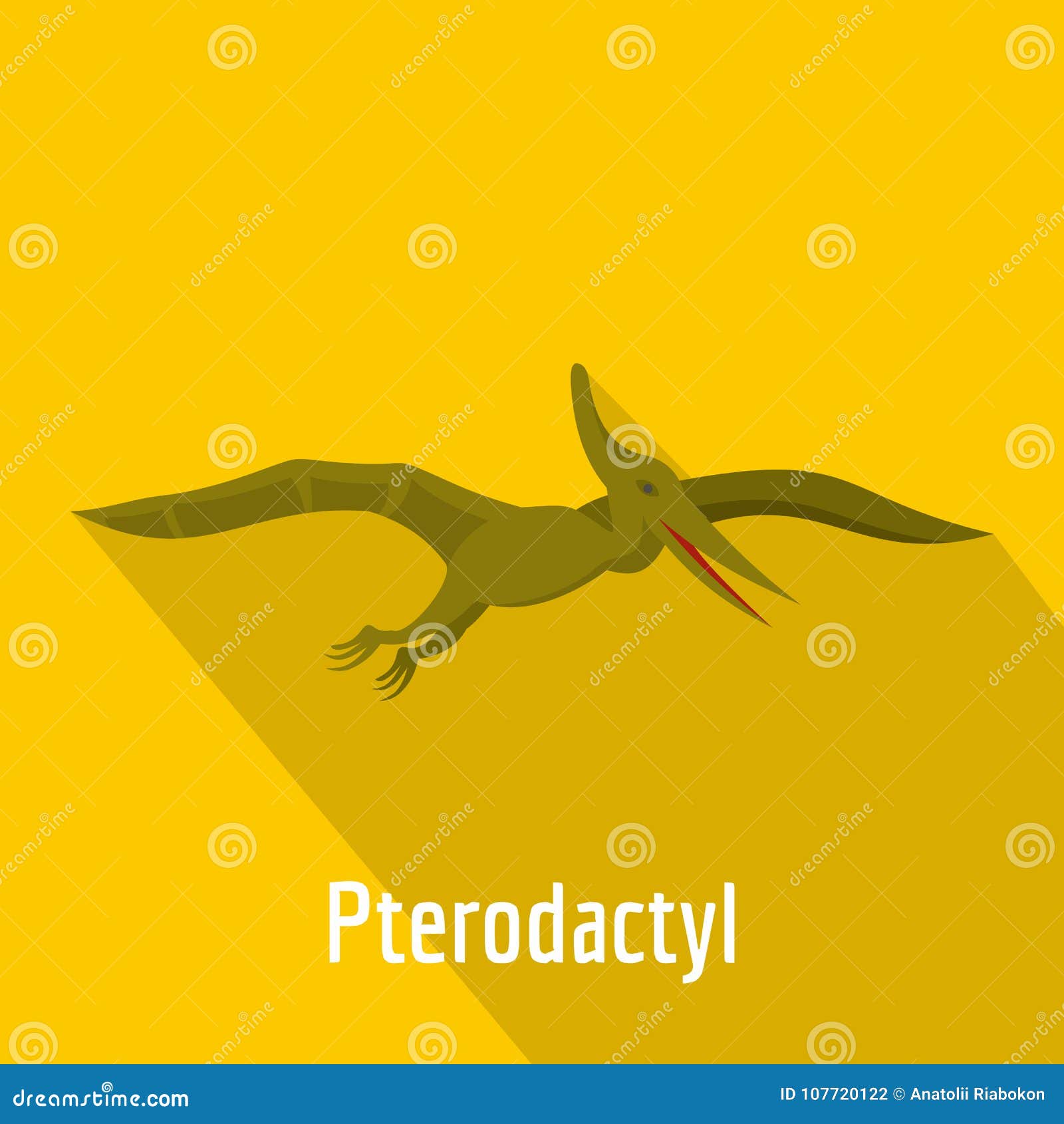 Pterodactyl Icon, Flat Style. Stock Vector - Illustration of reptile ...