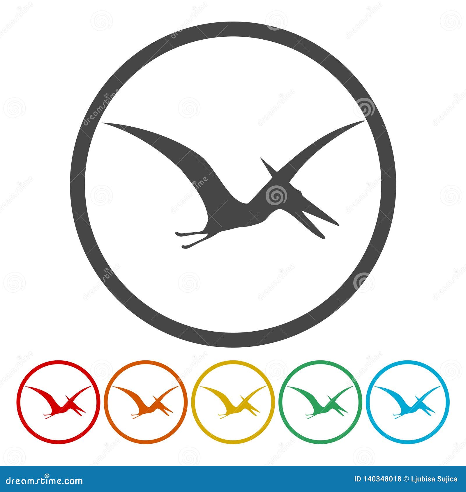 Pterodactyl Silhouette Icons Set Stock Vector - Illustration of days ...