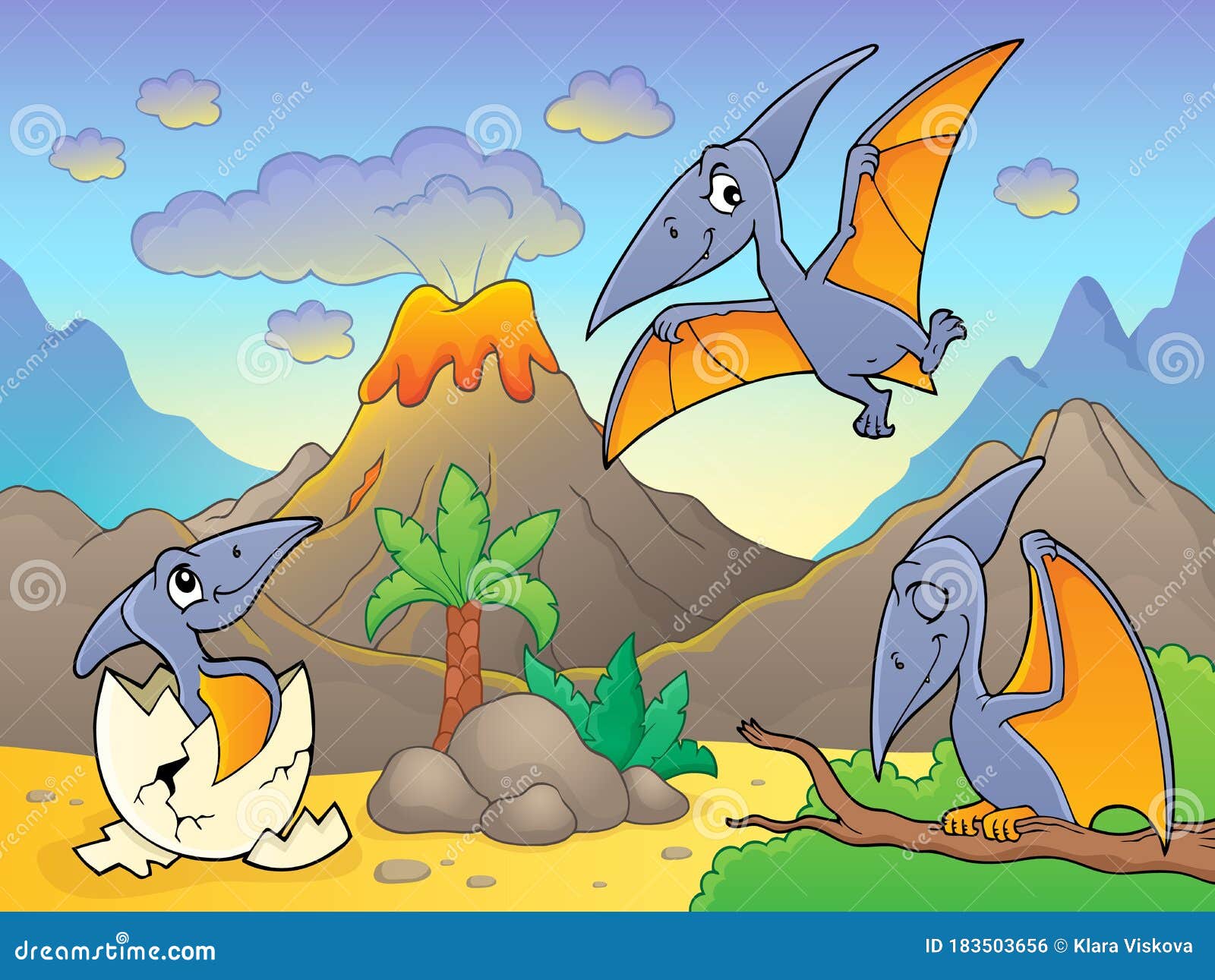 Pterodactyls Theme Set 1 Vector Illustration | CartoonDealer.com #183503660