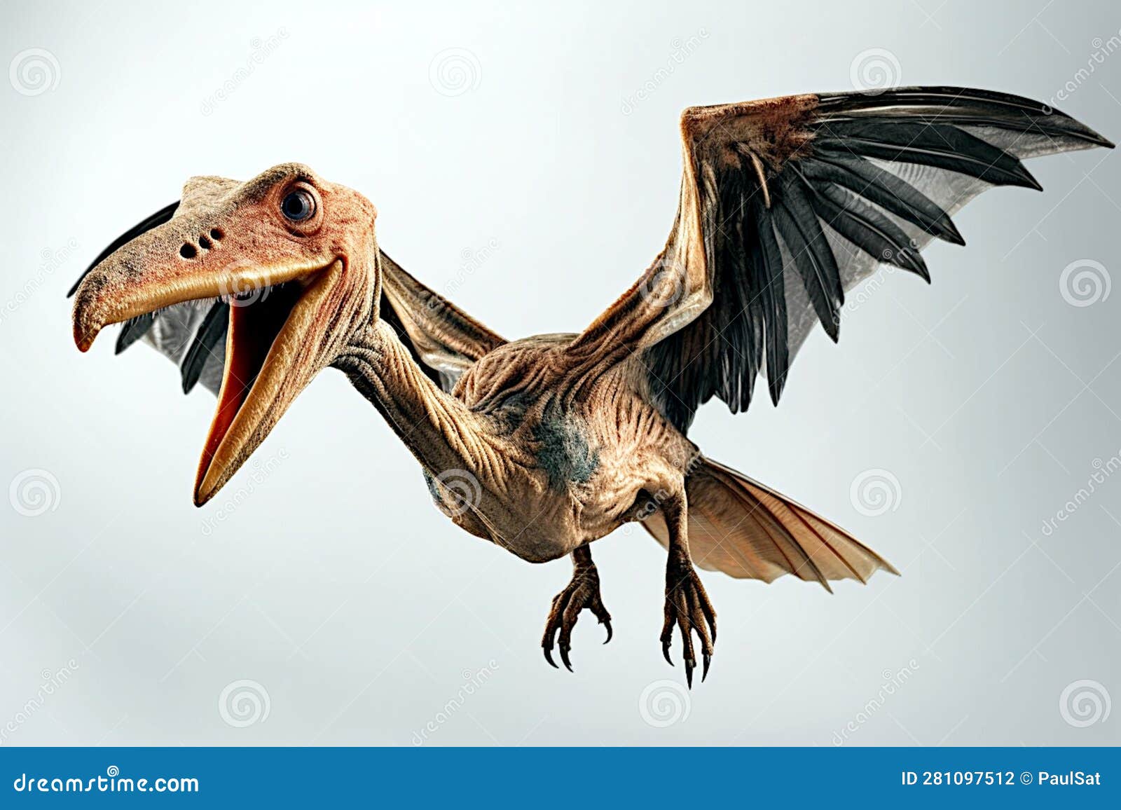 Pterodactylus. Dinosaur, Realistic Image with White Background Stock ...