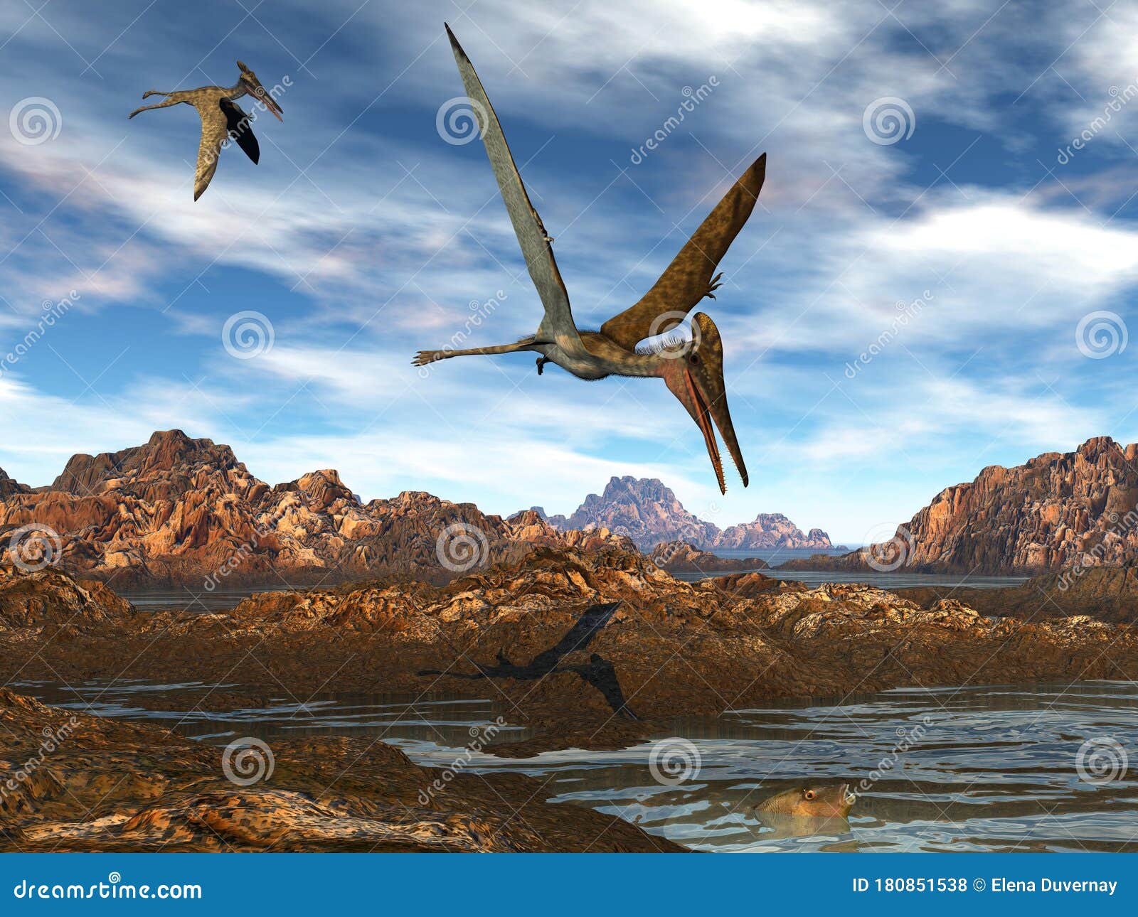 Flying Pterodactylus Prehistoric Dinosaurs Vector Illustration ...