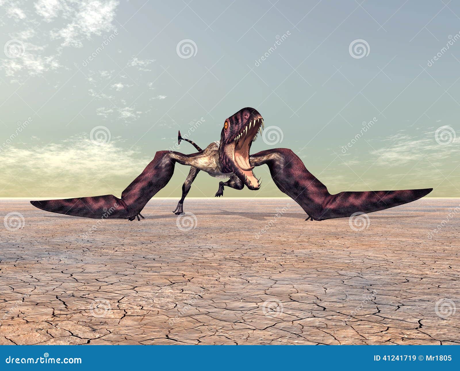 Pterosaur Dimorphodon Flying Over A Coastal Landscape Royalty-Free ...