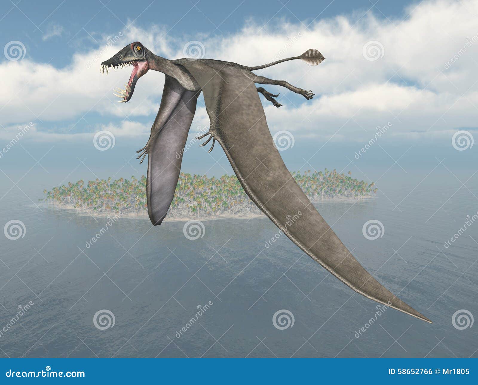 Dorygnathus Pterosaurs Fishing Through Flooded Forest Stock Photo ...
