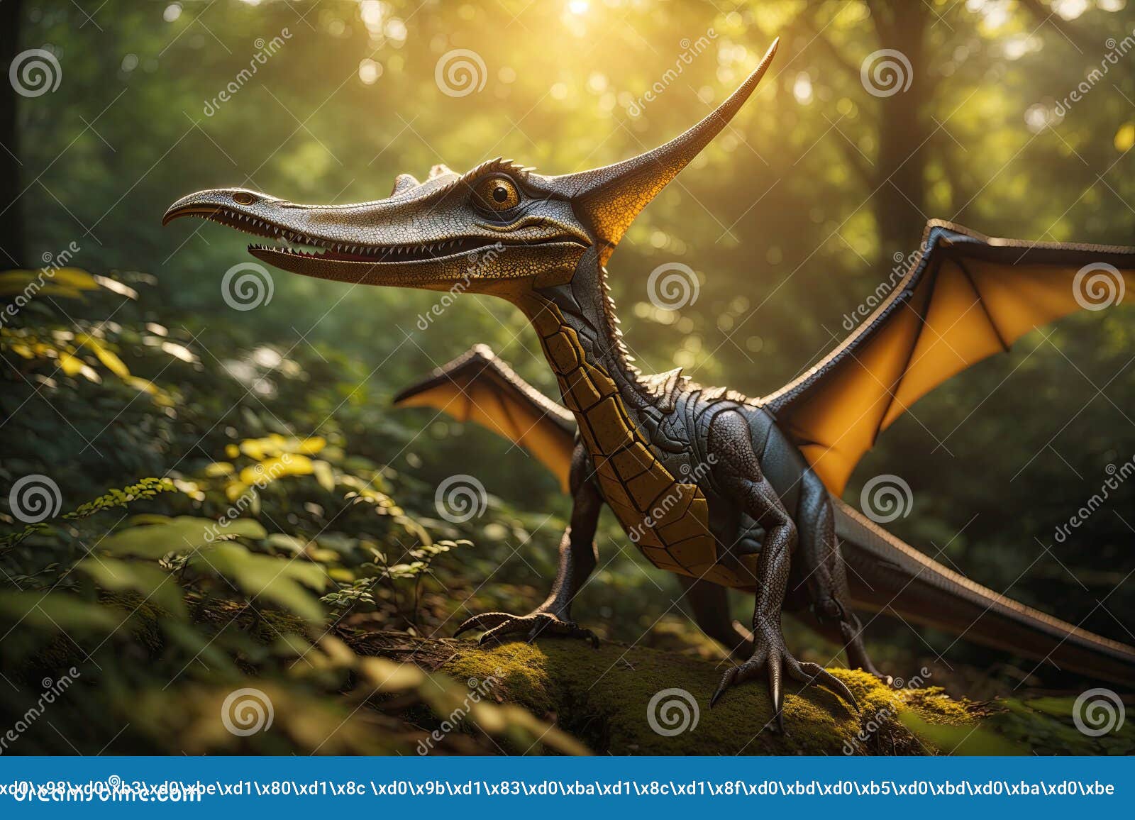Pterosaur in the Forest Realistic. Ai Generative Stock Illustration ...