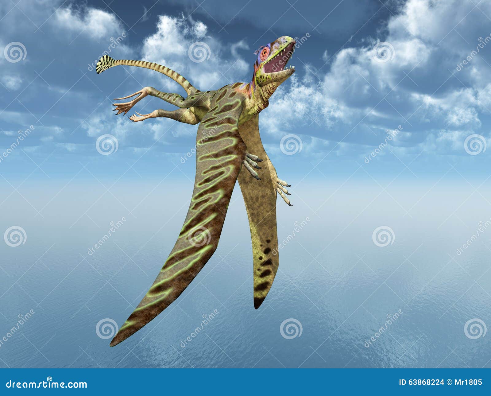 Pterosaur Peteinosaurus stock de ilustración. Ilustración de yermo ...