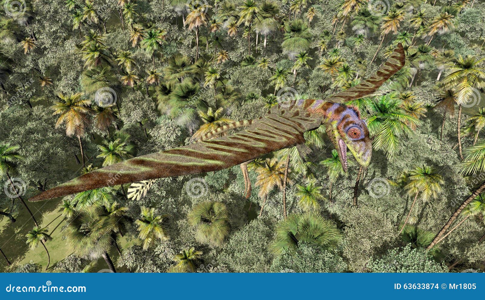 Pterosaur Peteinosaurus Over the Jungle Stock Illustration ...
