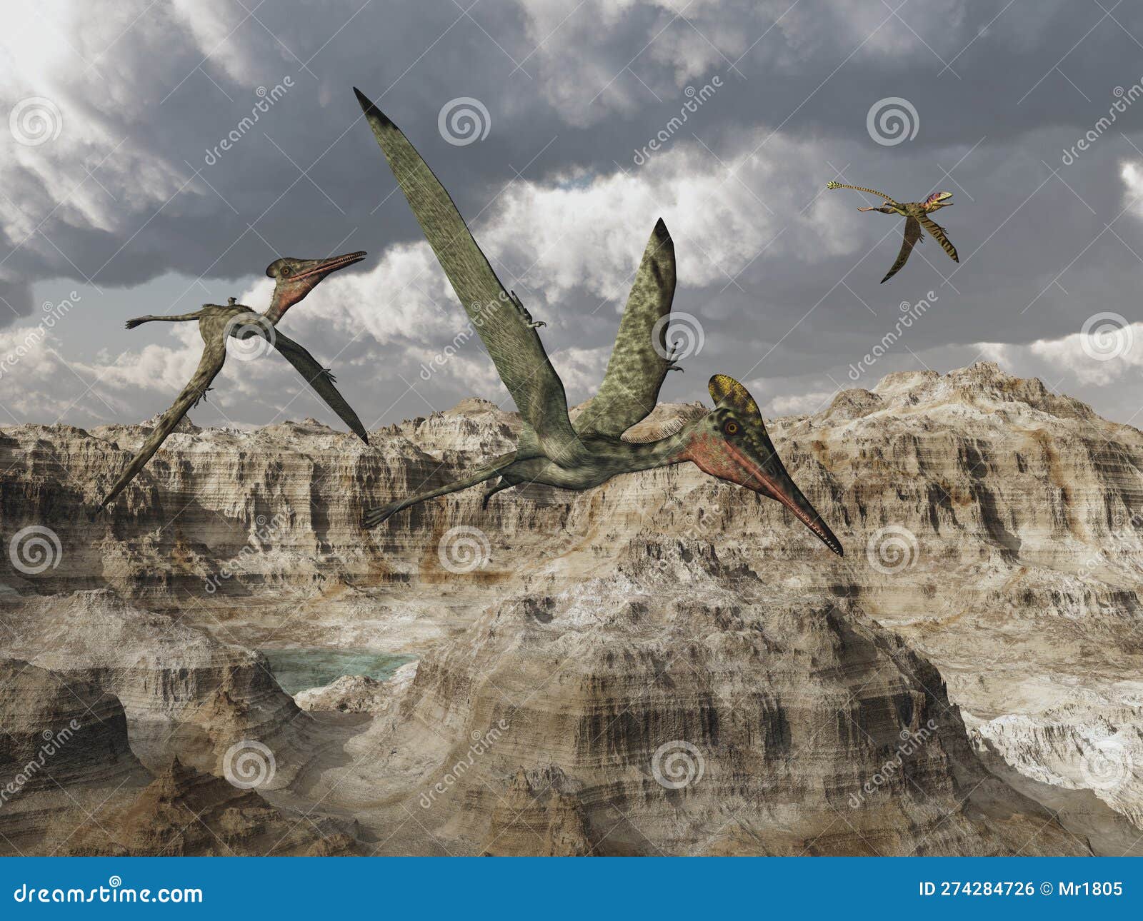 Pterosaur Pterodactylus And Dinosaur Tyrannosaurus Rex Royalty-Free ...