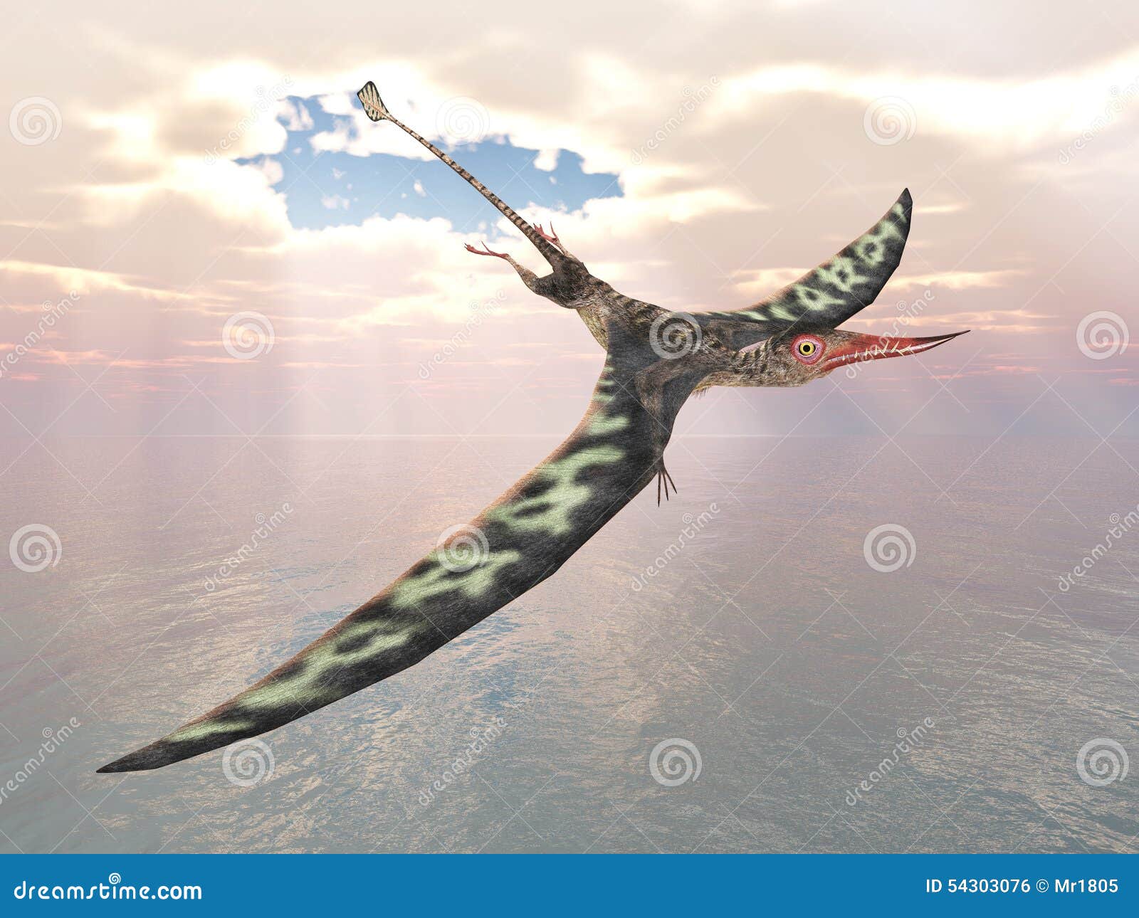 Rhamphorhynchus, Flying Pterosaur. Long-tailed Winged Dinosaur. Ancient ...