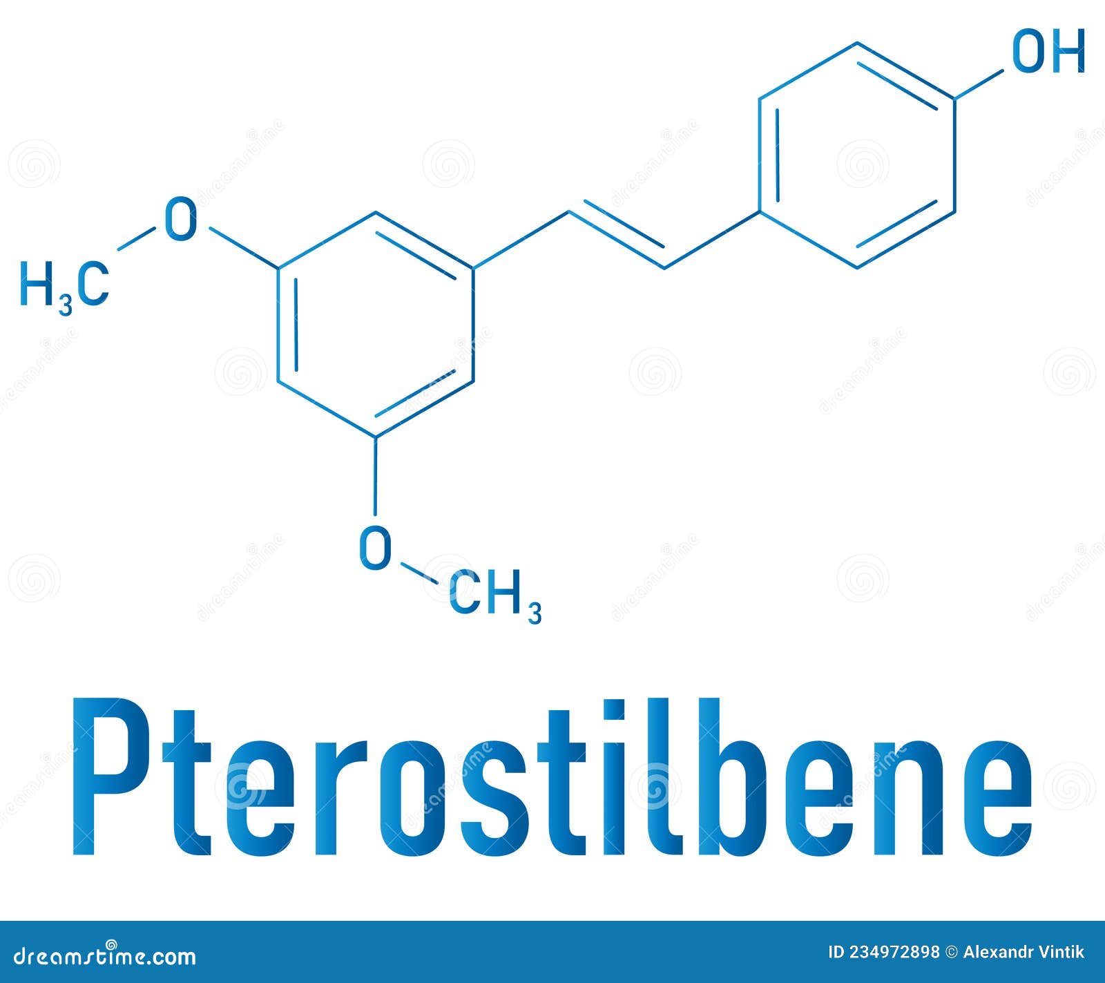 Pterostilbene Molecular Structure 3d, Flat Model, Stilbenoid ...