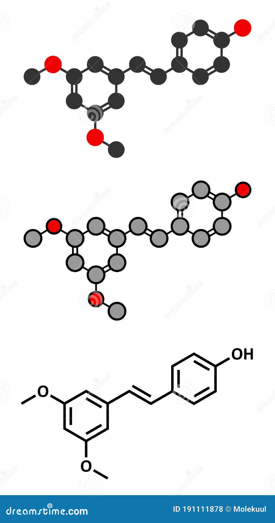 Pterostilbene Molecular Structure 3d, Flat Model, Stilbenoid ...