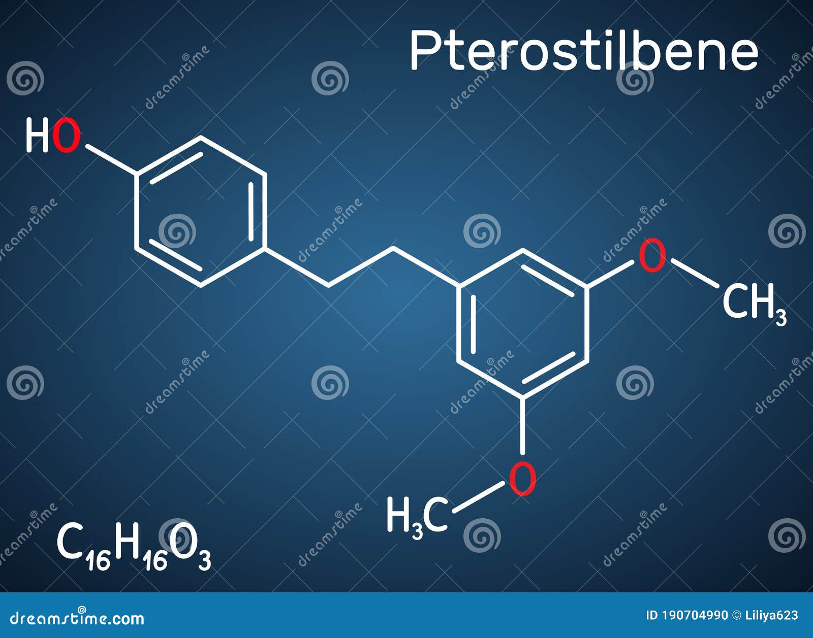 Pterostilbene Molecular Structure 3d, Flat Model, Stilbenoid ...