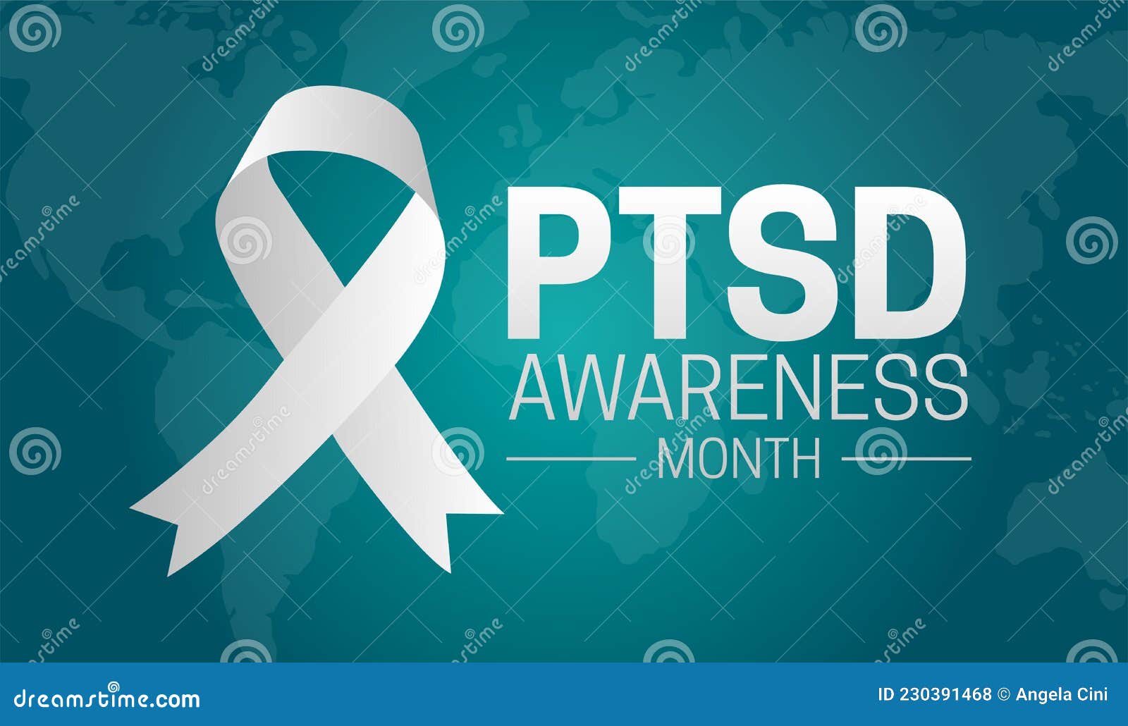 PTSD Awareness Month Background Illustration With Teal Ribbon ...