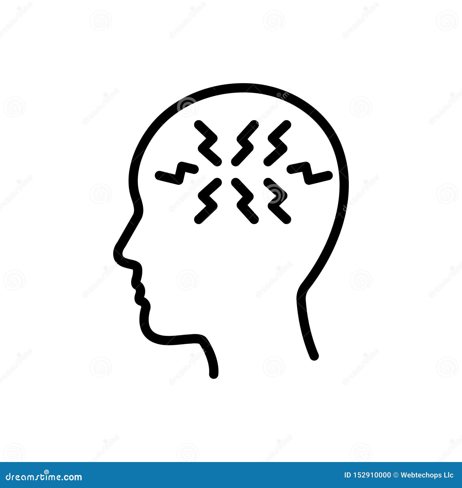 Black Line Icon for Ptsd, Post Traumatic and Stress Stock Vector ...