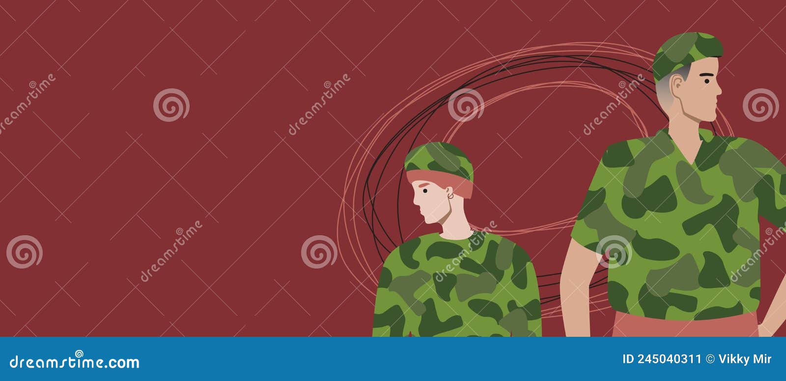 PTSD In Soldier In Military Uniform, Flat Vector Stock Illustration ...