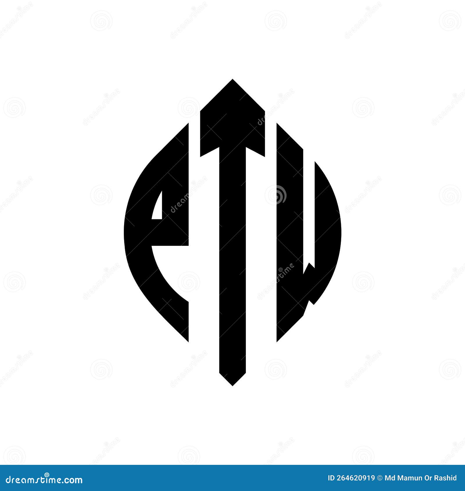 PTW Circle Letter Logo Design with Circle and Ellipse Shape. PTW ...