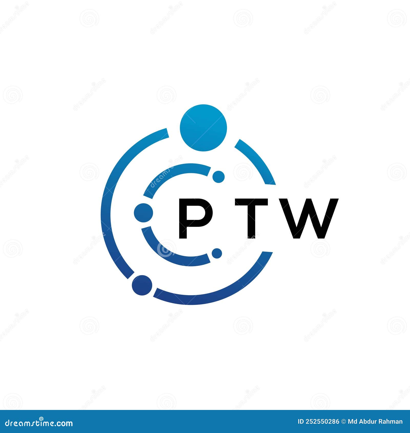 PTW Letter Technology Logo Design On White Background. PTW Creative ...