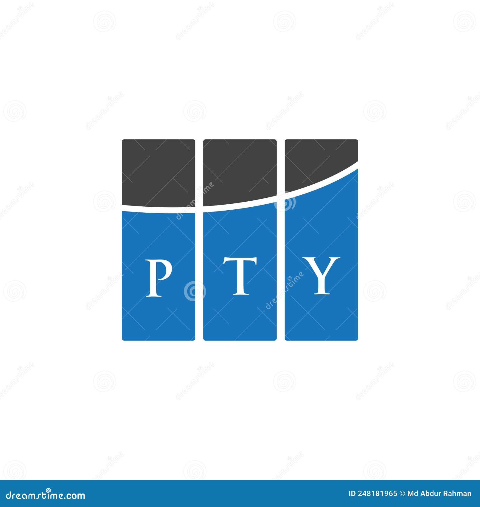 PTY Letter Logo Design on WHITE Background. PTY Creative Initials ...