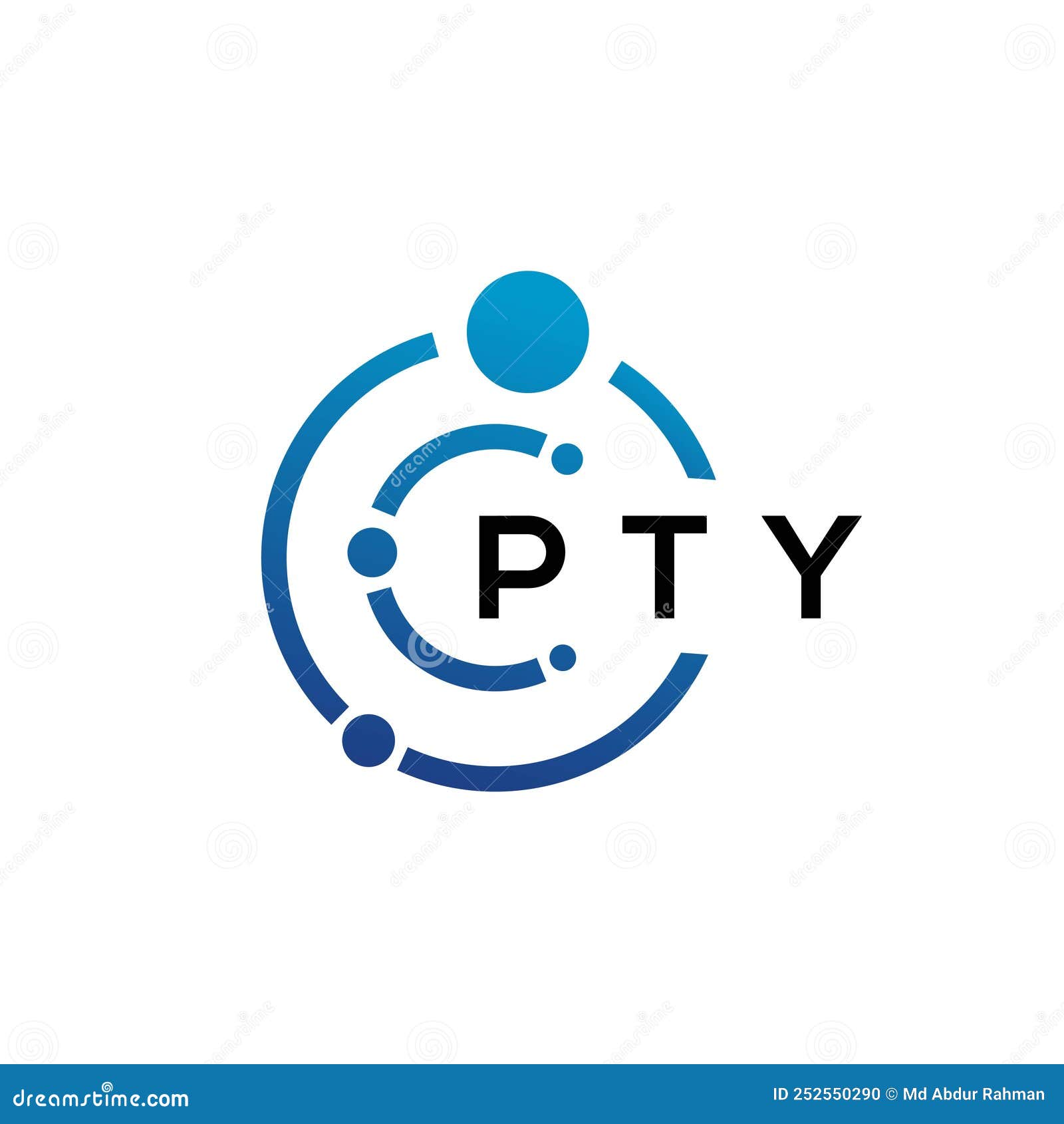 PTY Letter Technology Logo Design on White Background. PTY Creative ...