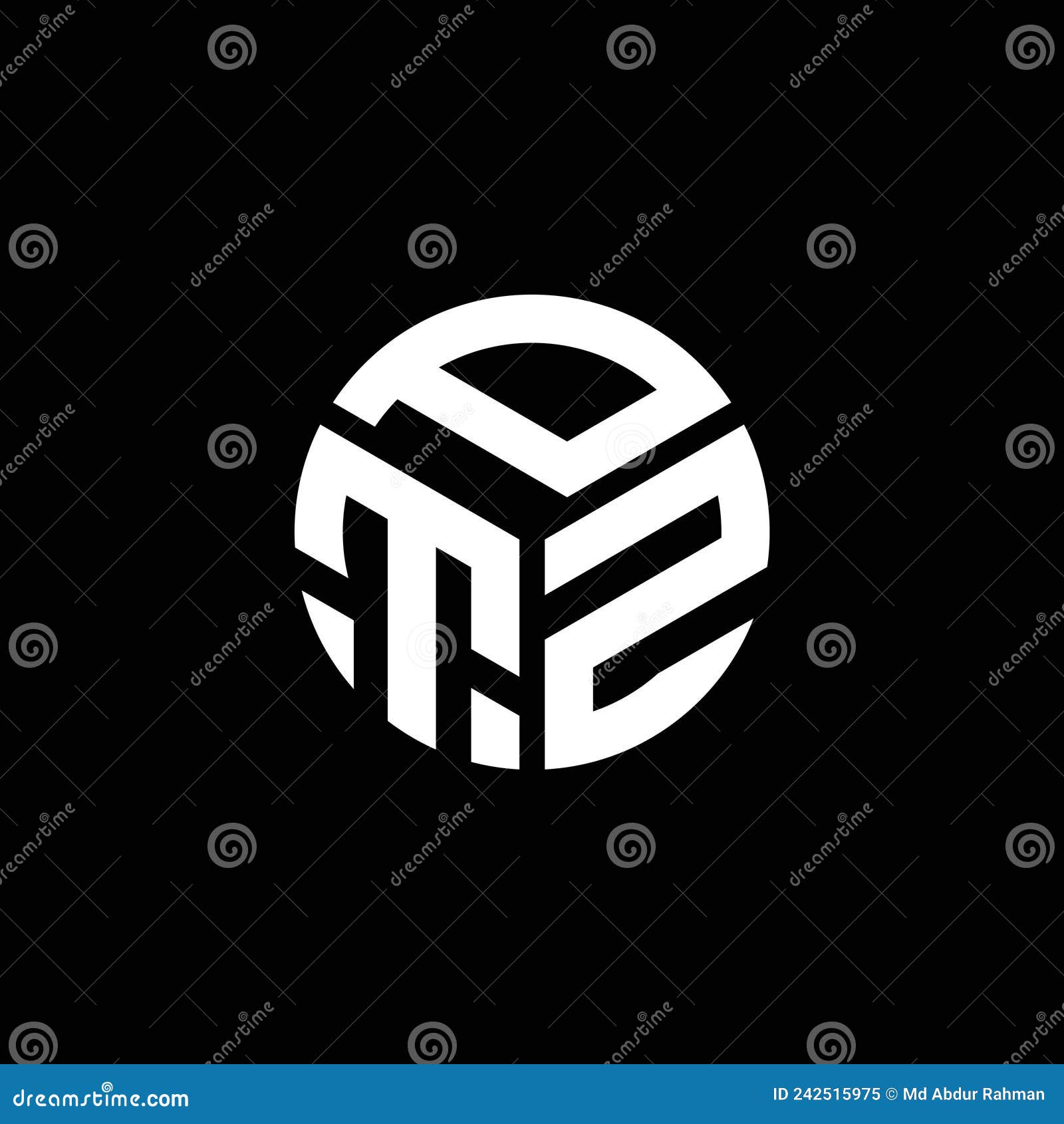 PTZ Letter Logo Design On Black Background. PTZ Creative Initials ...