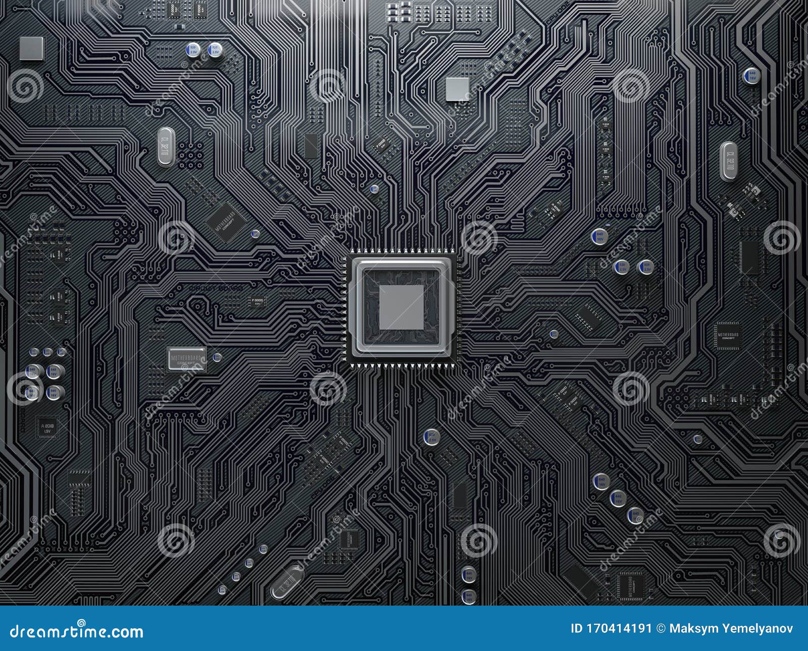 Central Processor Unit CPU Top View Isolated On Whitebackground. 3d ...