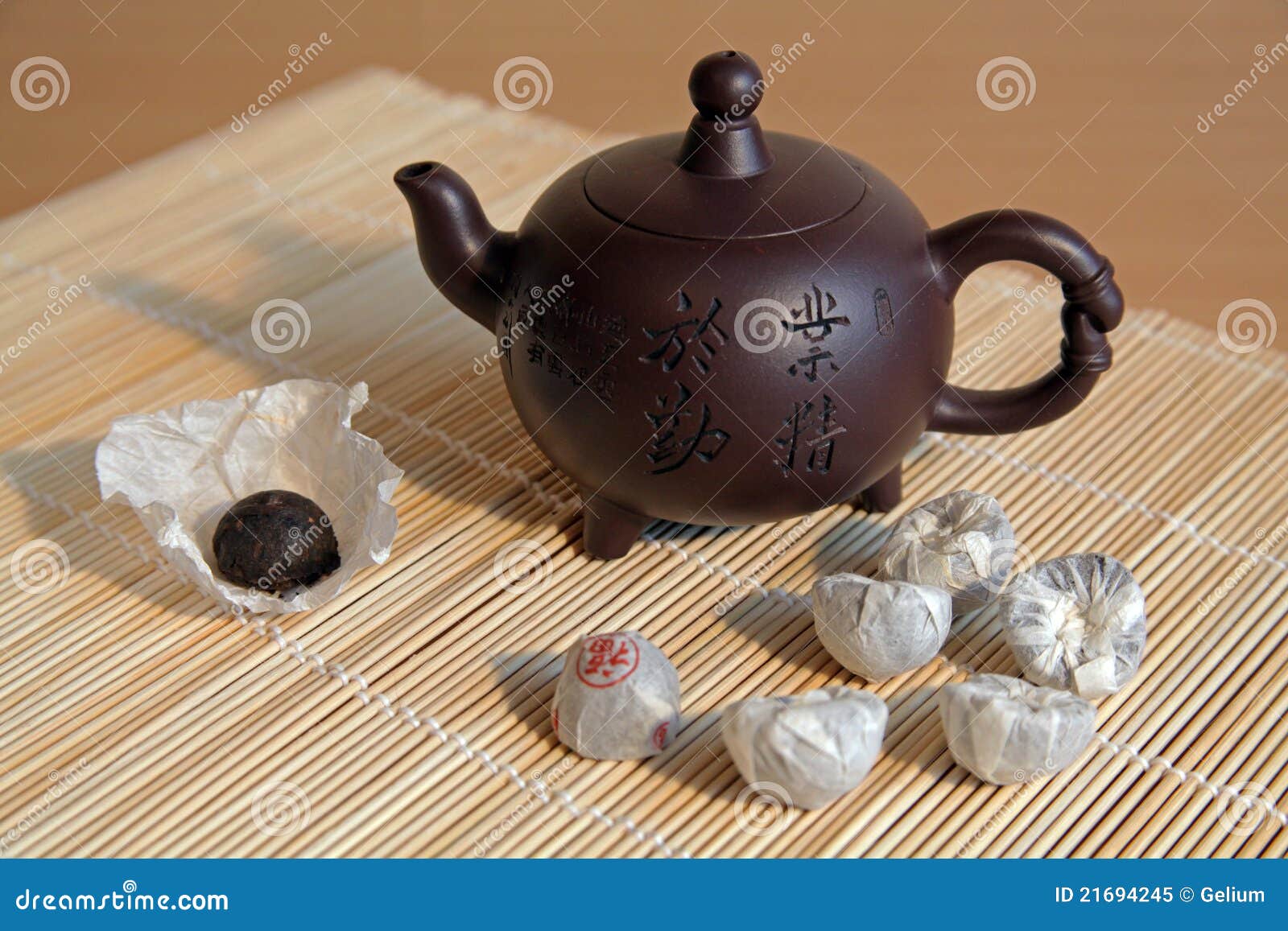 Pu-er stock image. Image of bamboo, paper, teapot, chinese - 21694245
