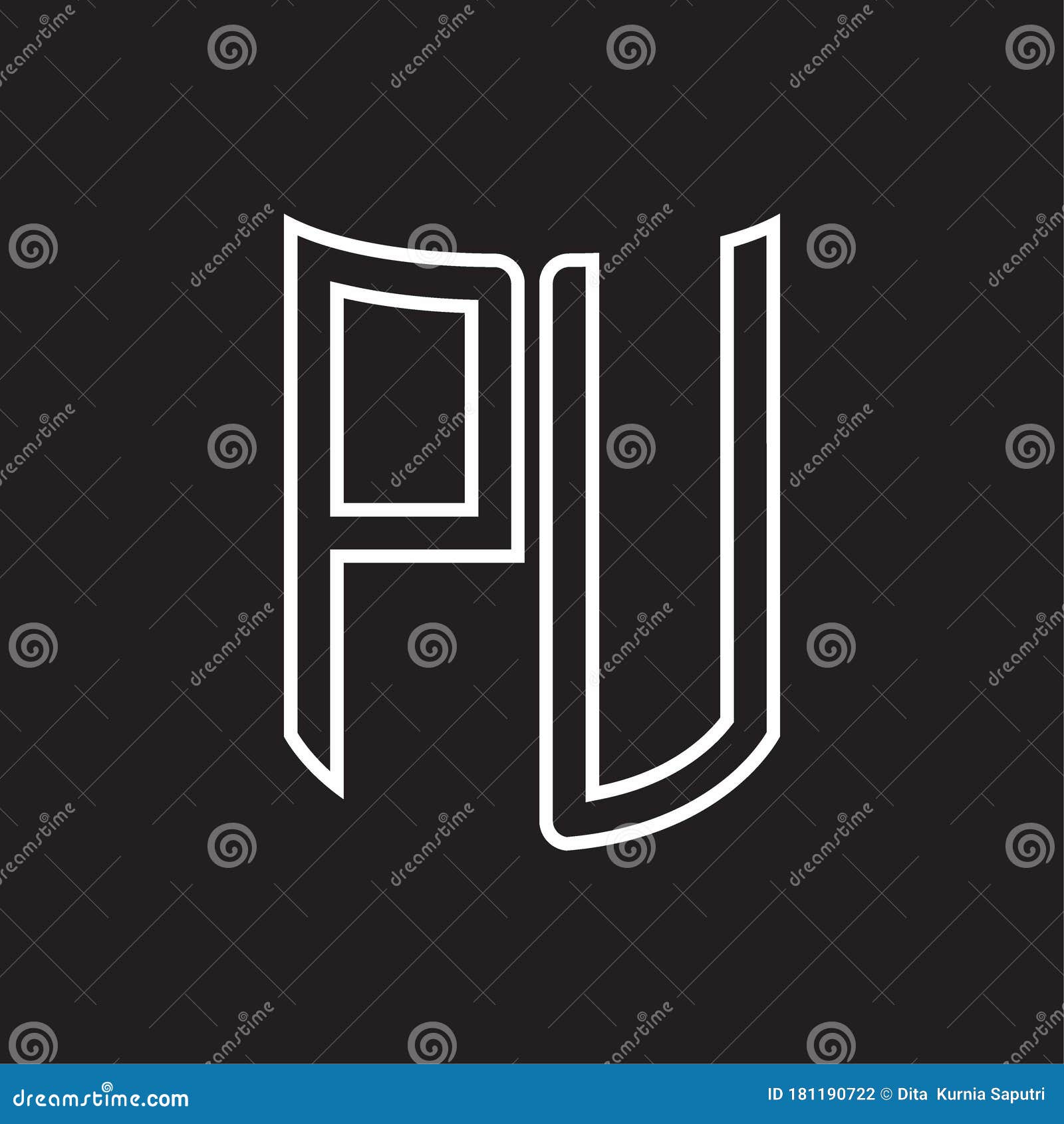 PU Logo Monogram with Ribbon Style Outline Design Template Stock Vector ...