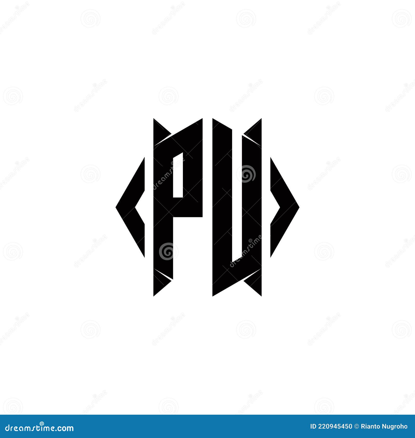 PU Logo Monogram with Shield Shape Designs Template Stock Vector ...