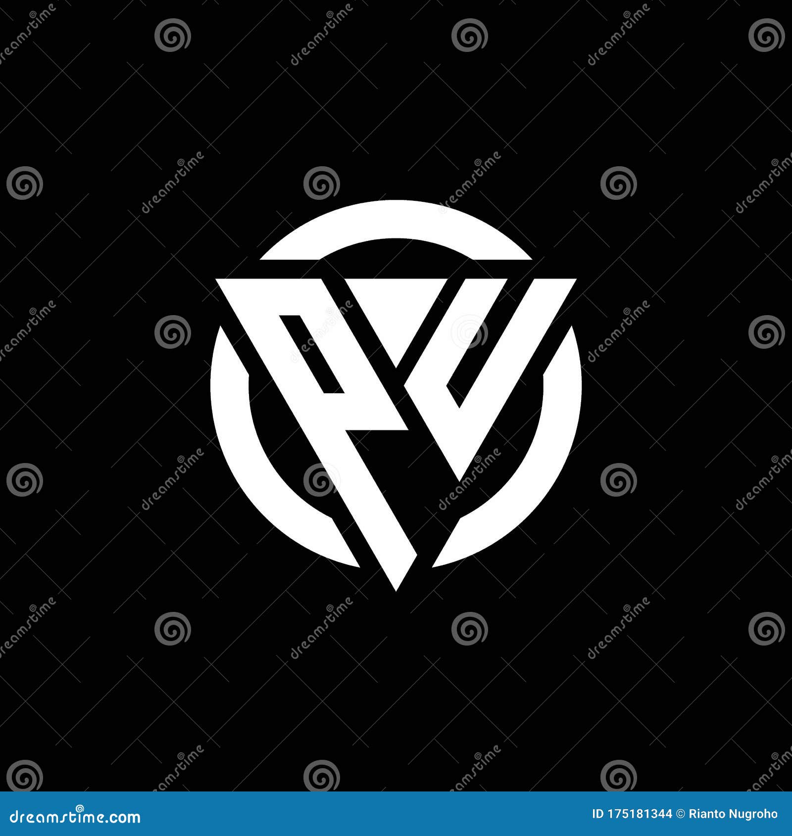 PU Logo with Triangle Shape and Circle Rounded Design Template Stock ...