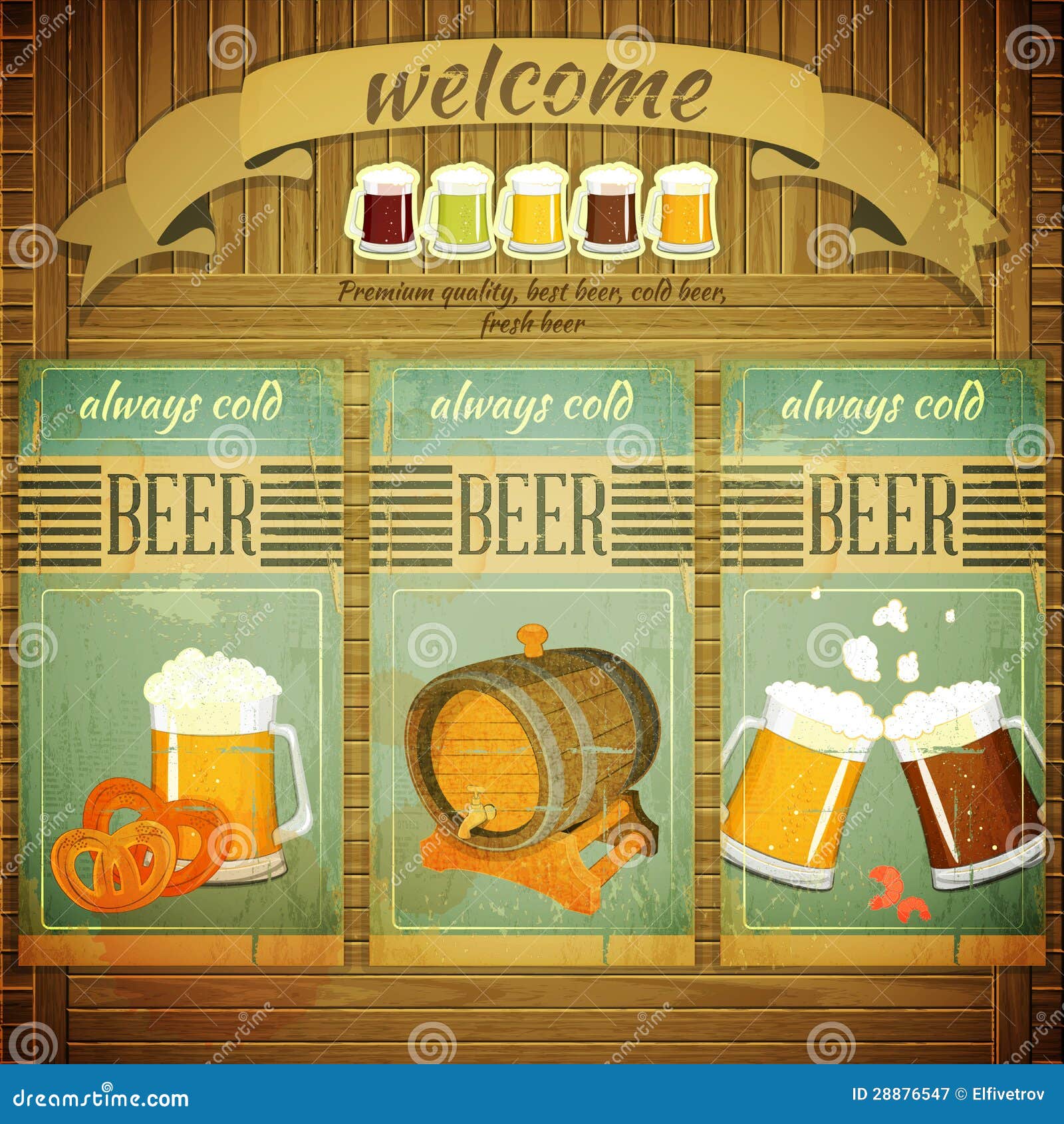 Beer Menu Design Template.Vector Pub, Restaurant Card With Hand ...
