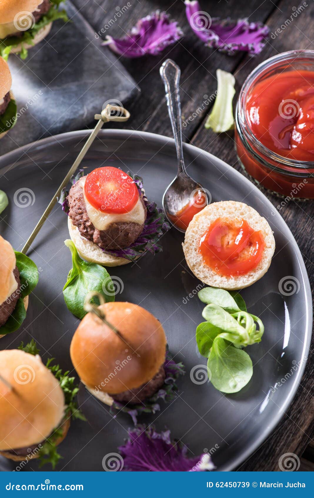 Pub Food, Mini Beef Burgers Stock Image - Image of restaurant, onion ...