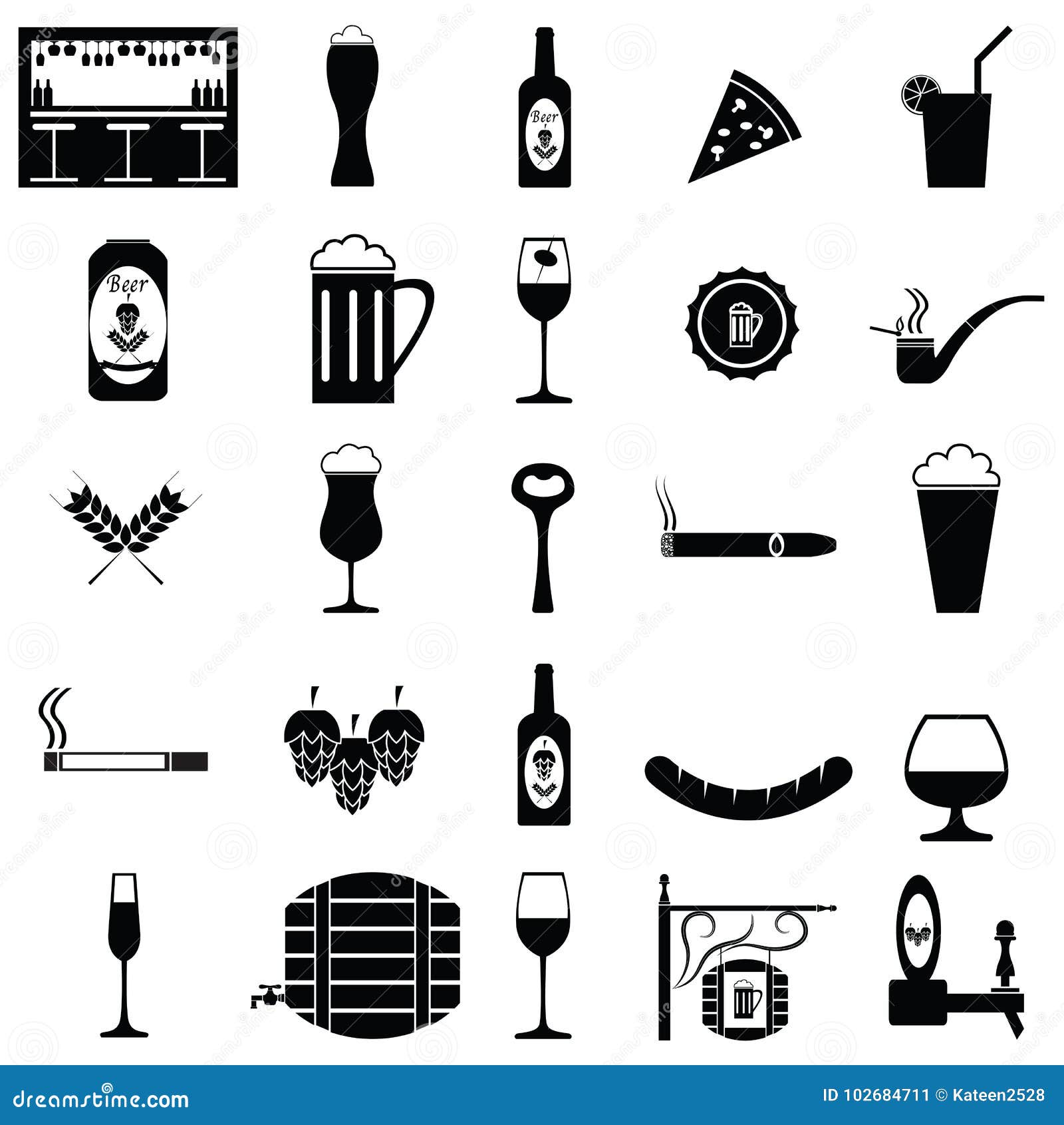 Pub icon set stock illustration. Illustration of restaurant - 102684711