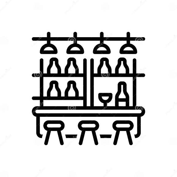 Black Line Icon for Pub, Tavern and Bar Stock Illustration ...