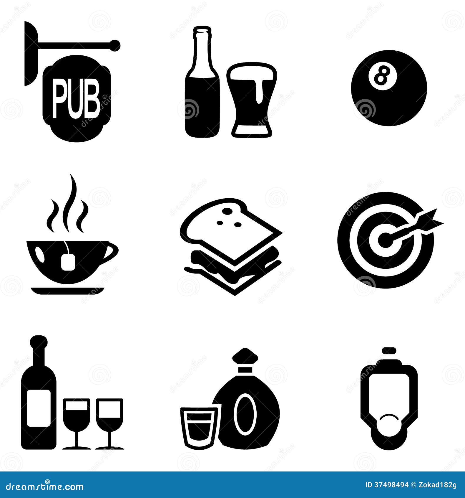 Pub Icons stock vector. Illustration of drunk, isolated - 37498494