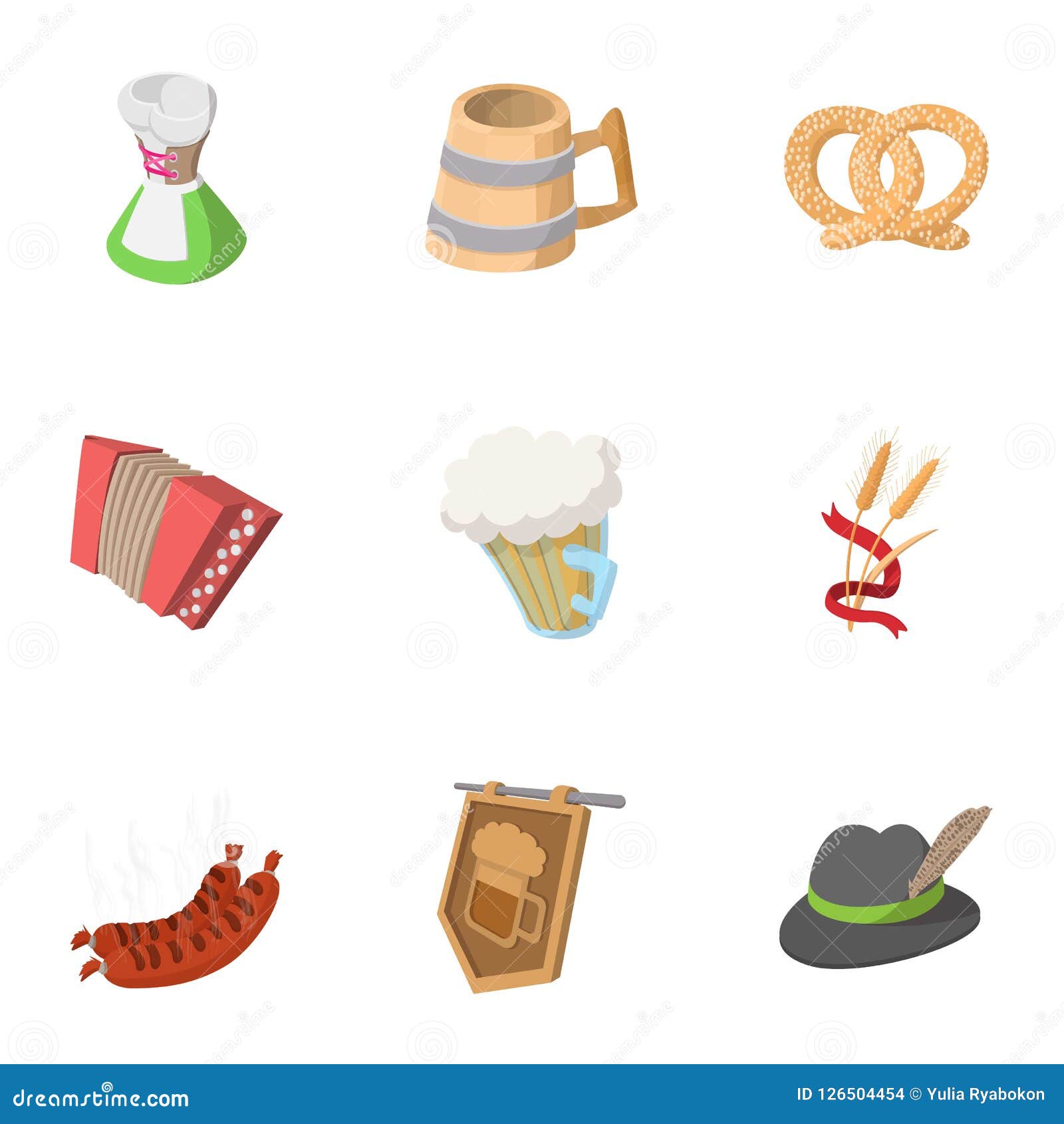 Pub Icons Set, Cartoon Style Stock Illustration - Illustration of ...