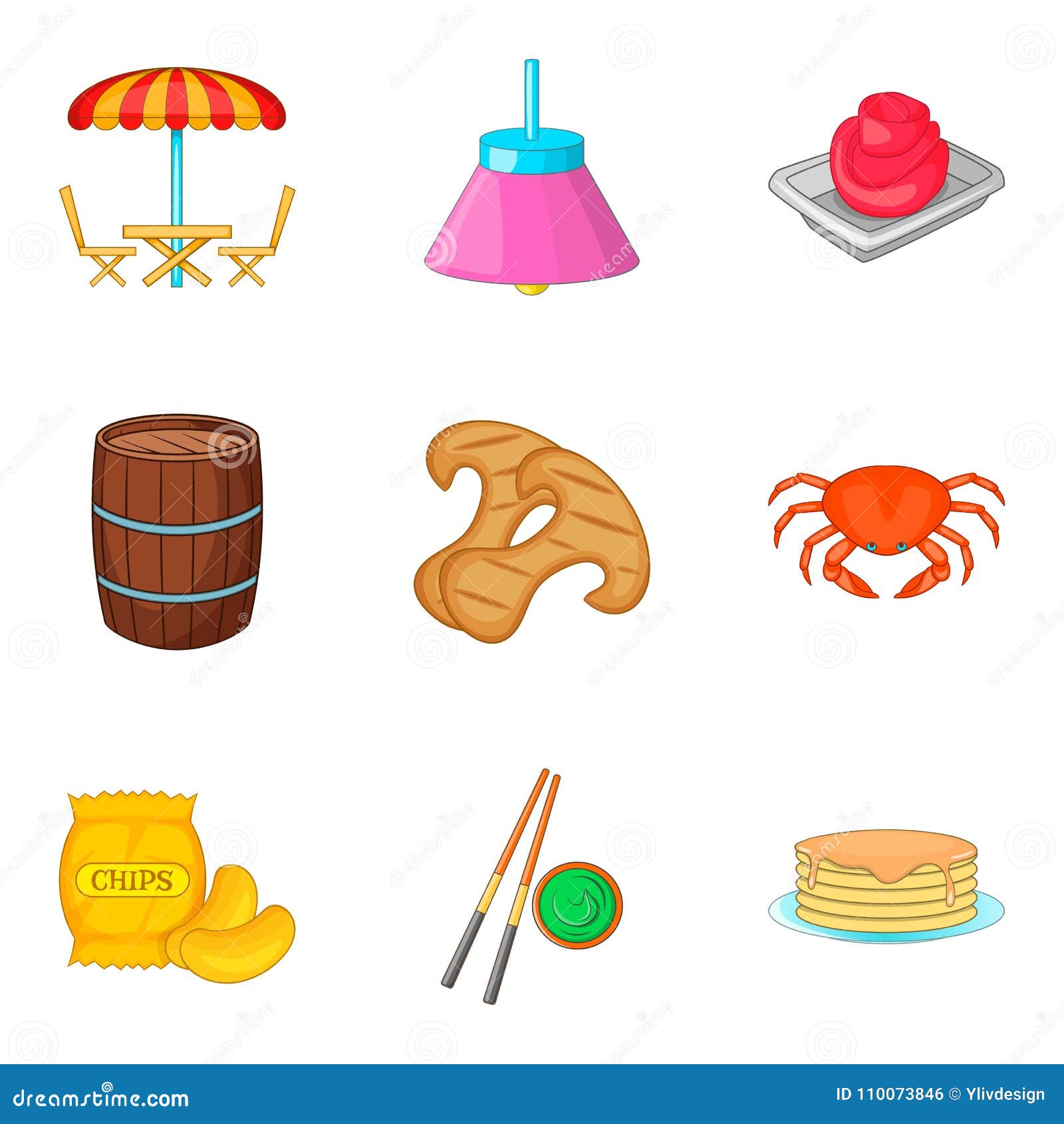 Pub Icons Set, Cartoon Style Stock Vector - Illustration of drink ...