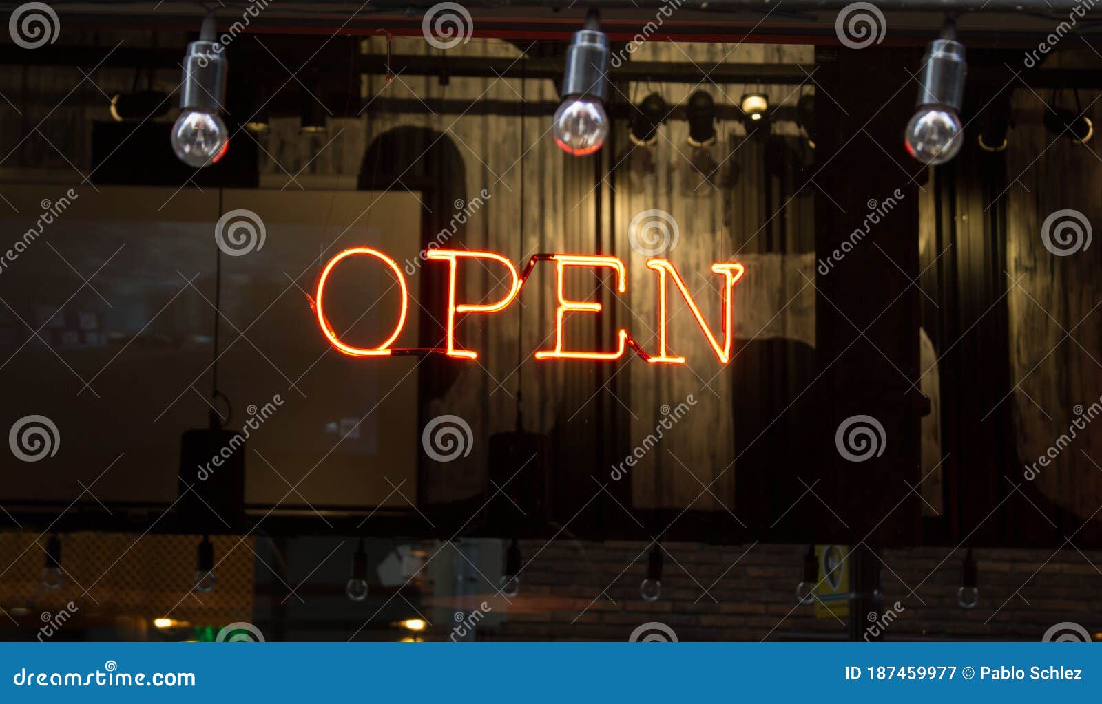 Pub open sign stock image. Image of black, city, typography - 187459977