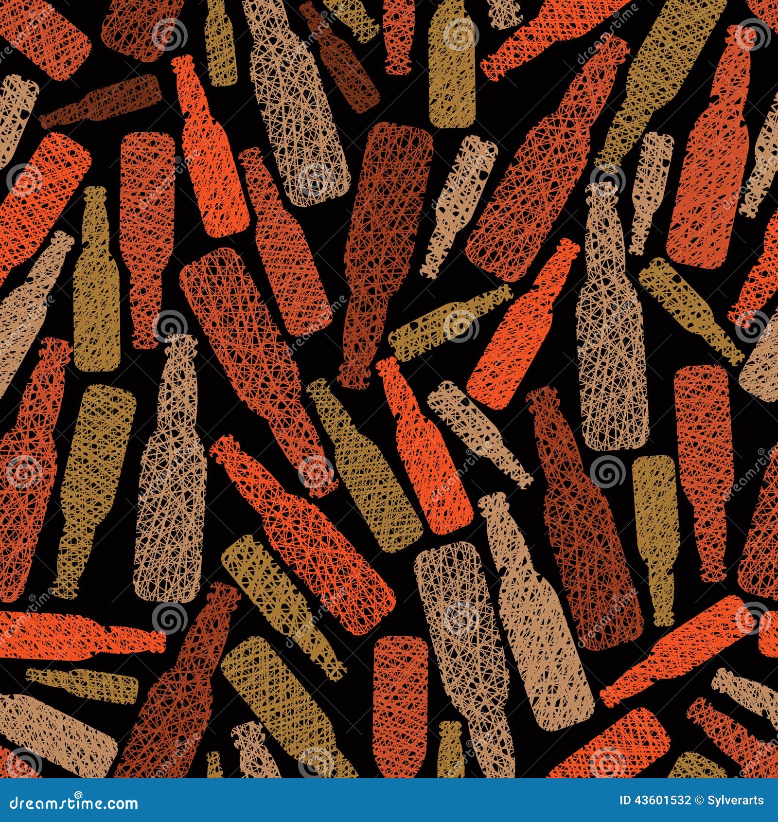 Pub Theme Seamless Background, Beer Bottles Seamless Pattern, Vector ...