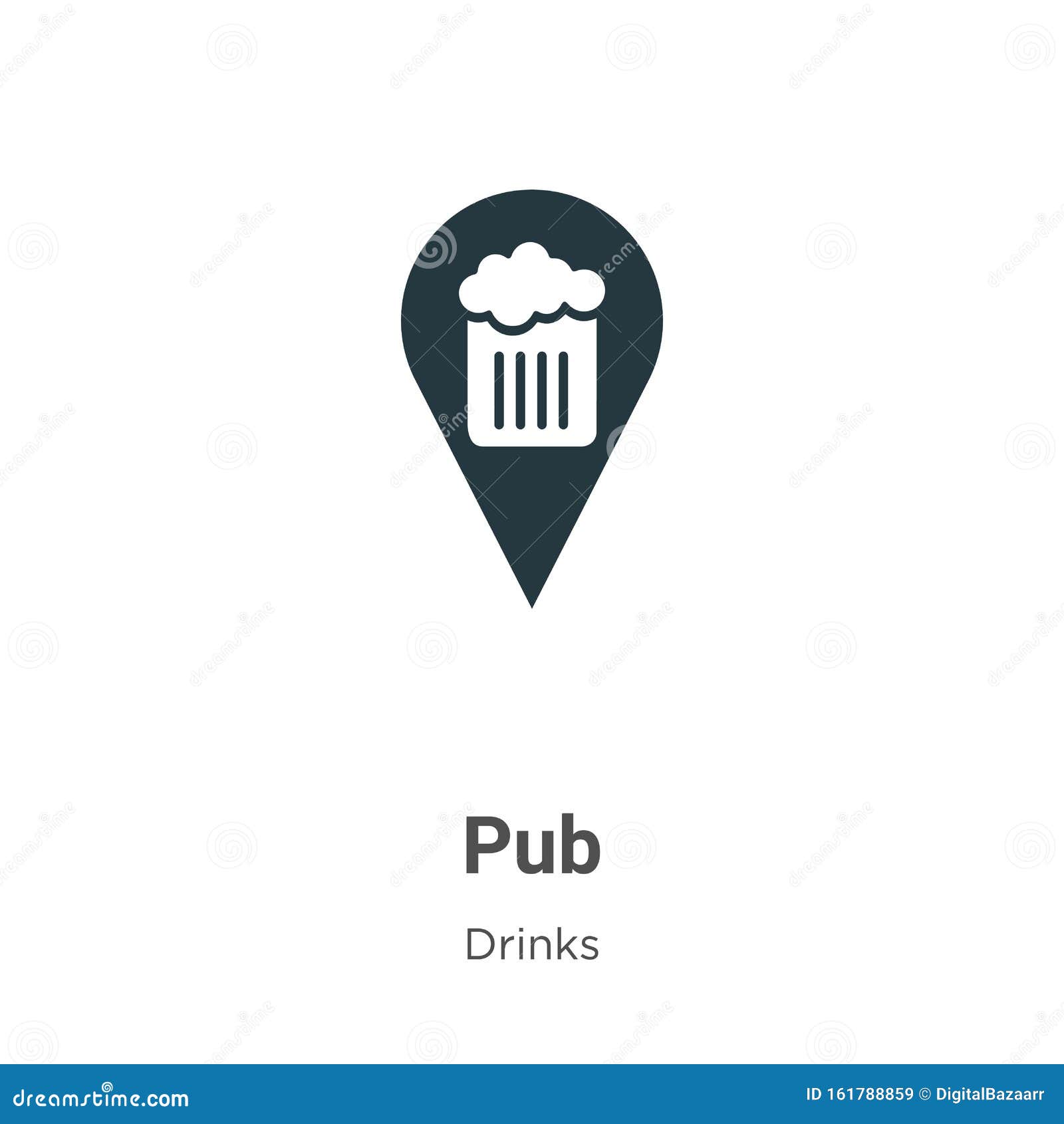 Pub Vector Icon on White Background. Flat Vector Pub Icon Symbol Sign ...