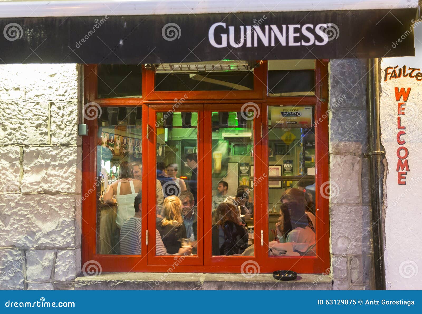 Pub window editorial image. Image of alcohol, galway - 63129875