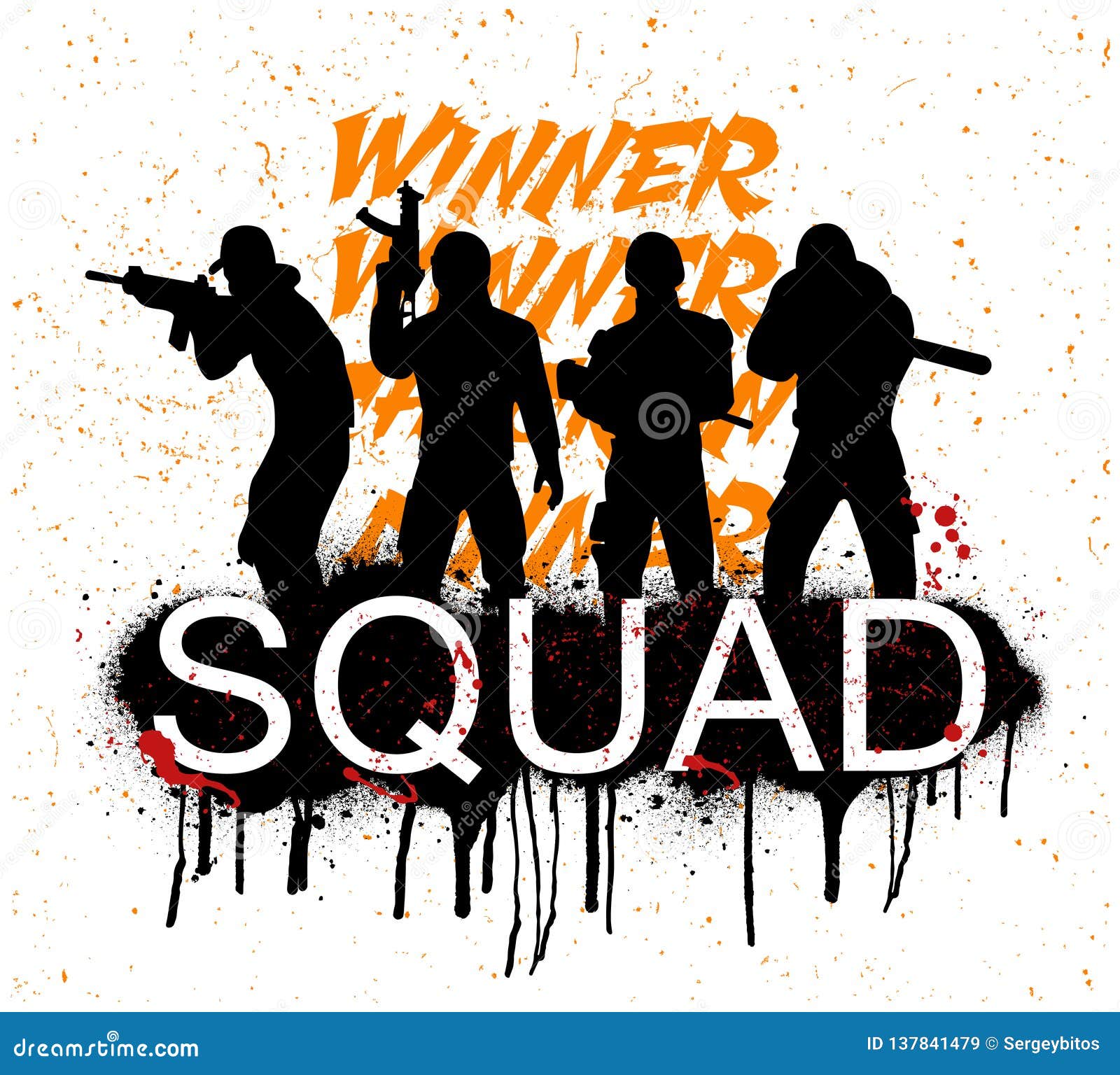 A squad of 4 player PUBG stock vector. Illustration of patch - 137841479