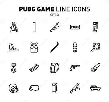 PUBG Game Line Icons. Vector Illustration of Combat Facilities. Linear ...