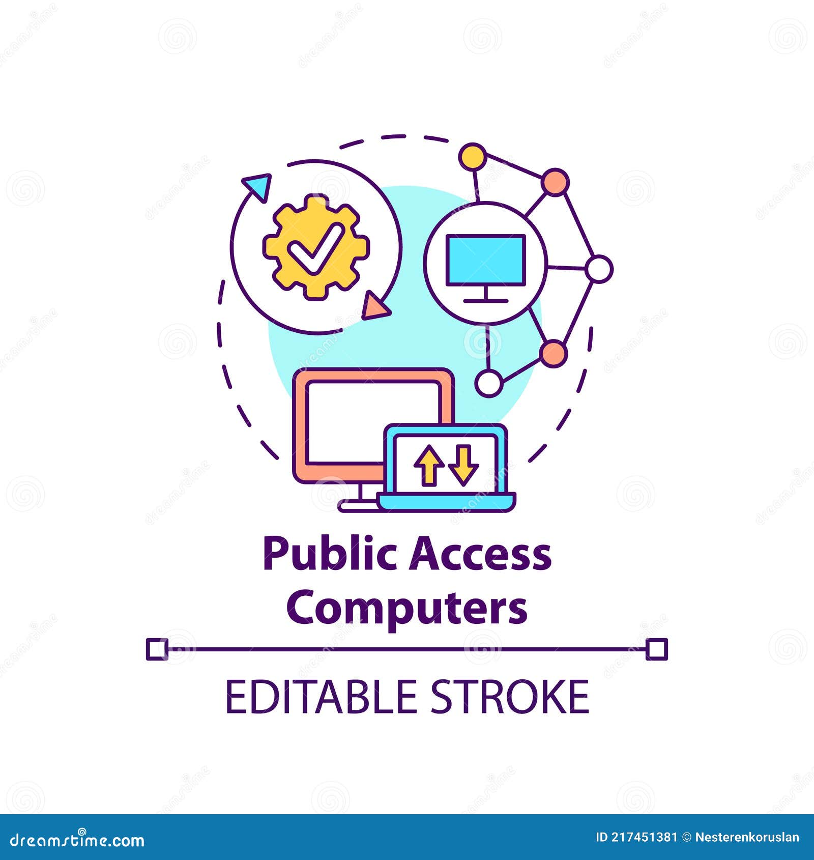 Public Access Computers Concept Icon Stock Vector - Illustration of ...