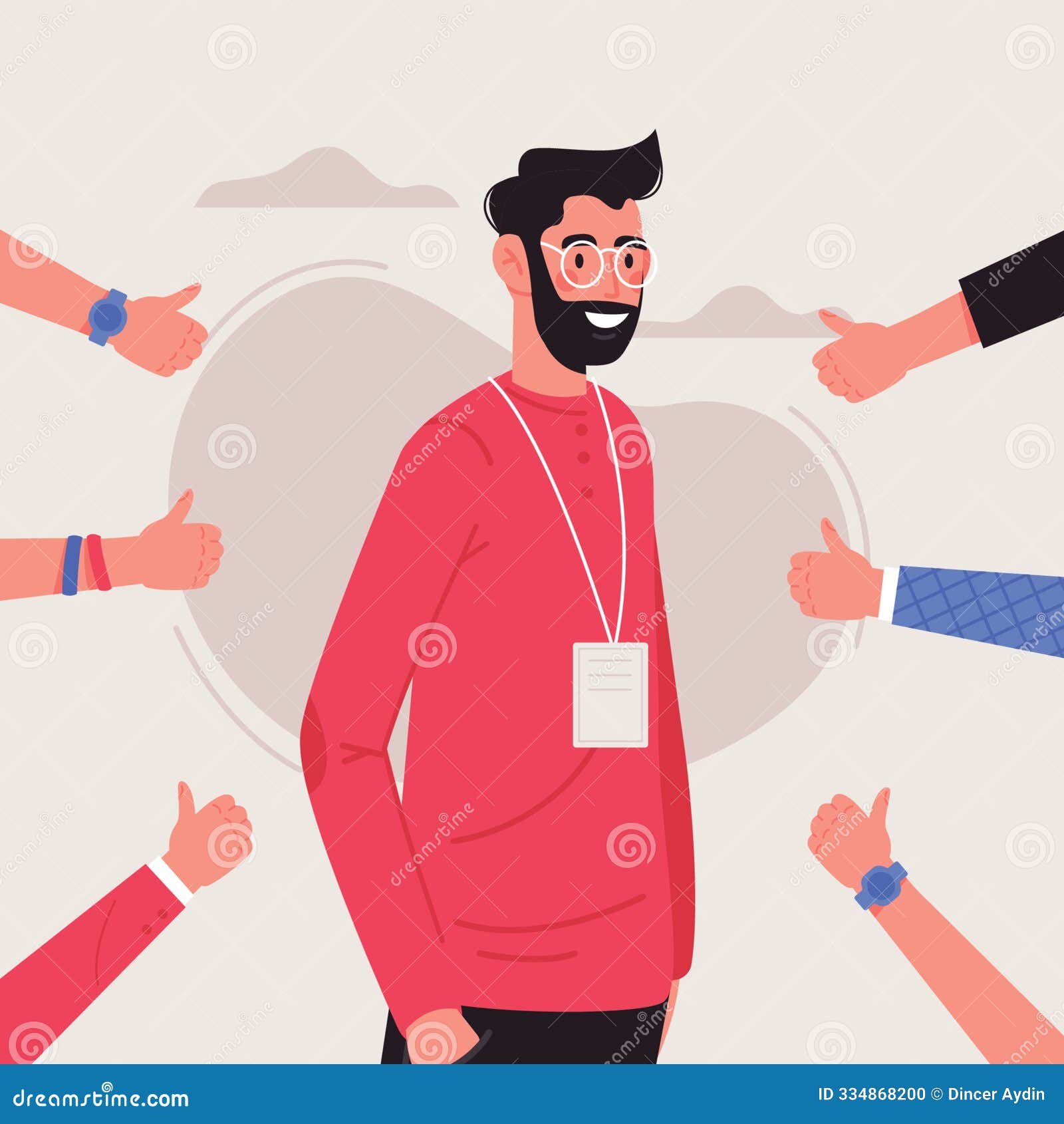 Public Approval People Person Vector Illustration Concept. Hand Accept ...