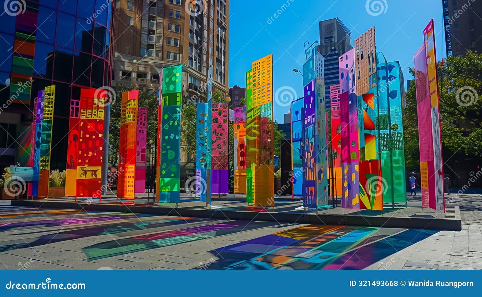 Public Art Installation a Unique and Colorful Public Stock Illustration ...